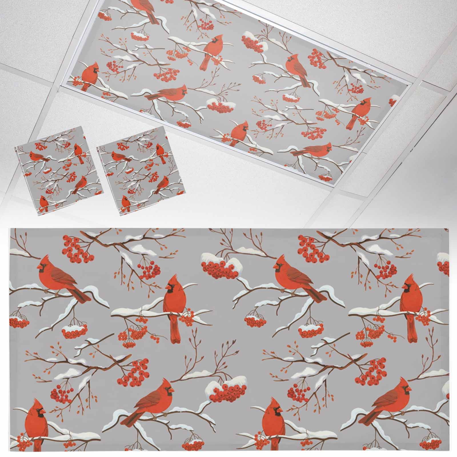 Christmas Fluorescent Light Covers for Ceiling Lights Cardinal Bird Red ...