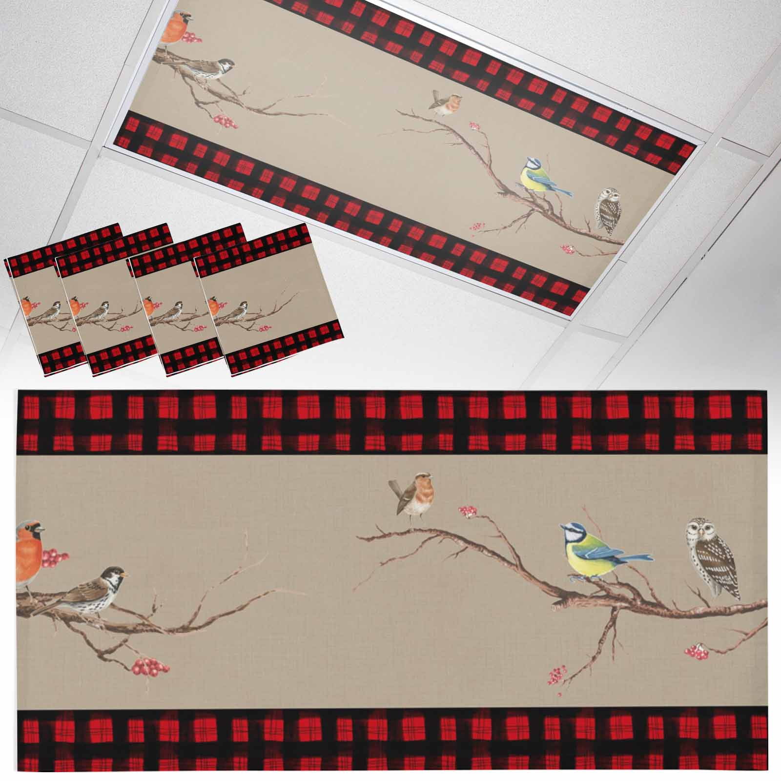 Christmas Fluorescent Light Covers for Ceiling Lights Cardinal Bird ...