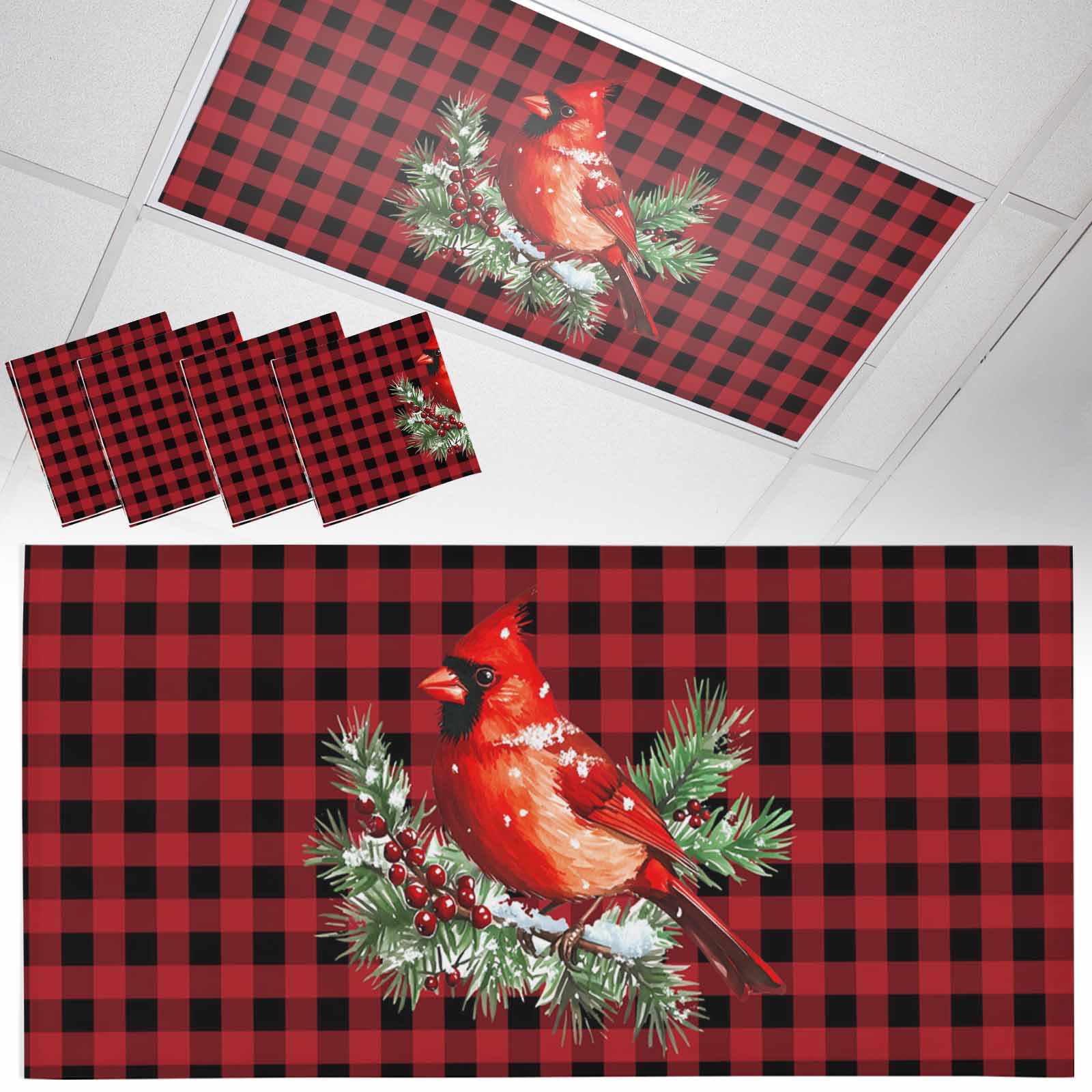 Christmas Fluorescent Light Covers for Ceiling Lights Cardinals Bird ...