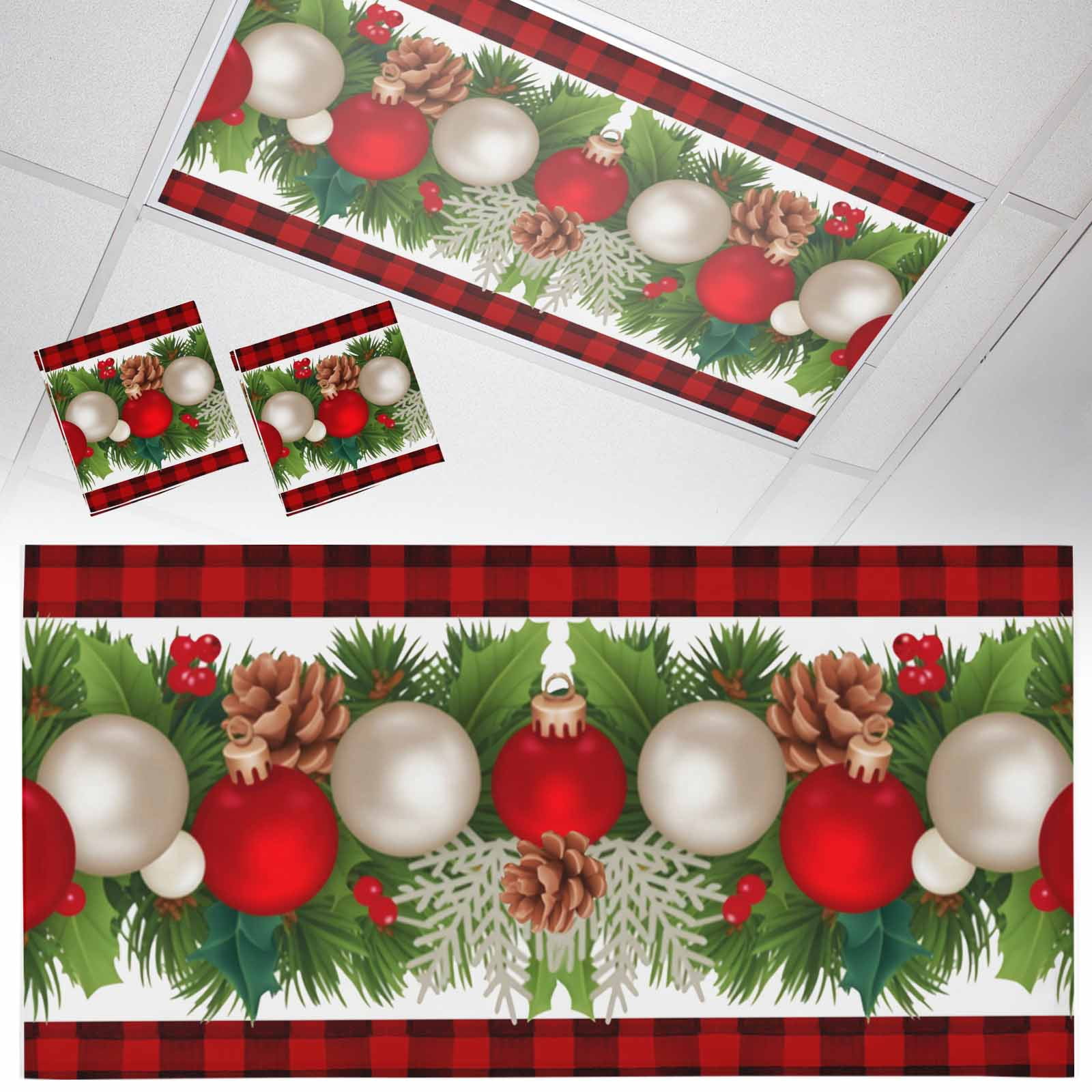 Christmas Fluorescent Light Covers for Ceiling Lights Christmas Balls ...