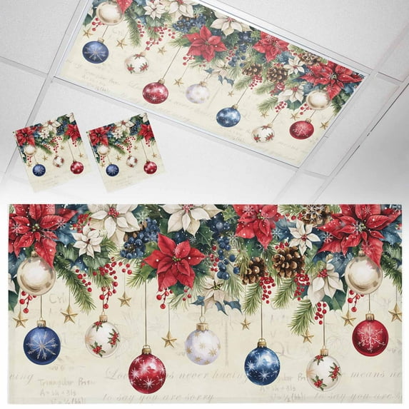 Christmas Fluorescent Light Covers for Ceiling Lights Christmas Balls Light Filters 2 Pack 4x2 ...