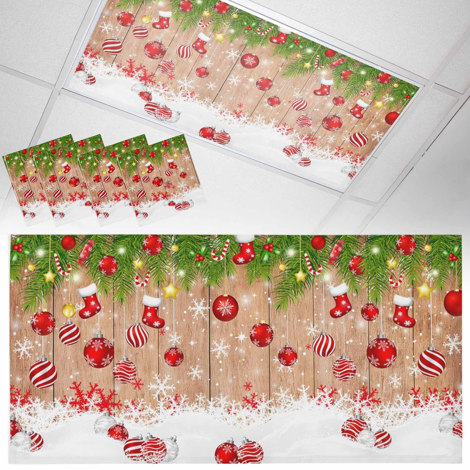 Christmas Fluorescent Light Covers for Ceiling Lights Christmas Balls ...
