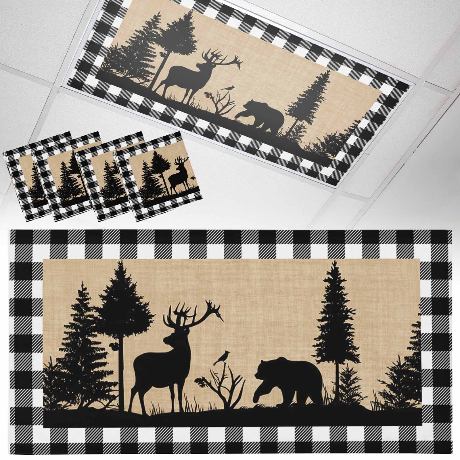 Christmas Fluorescent Light Covers for Ceiling Lights Elk Deer Reindeer ...