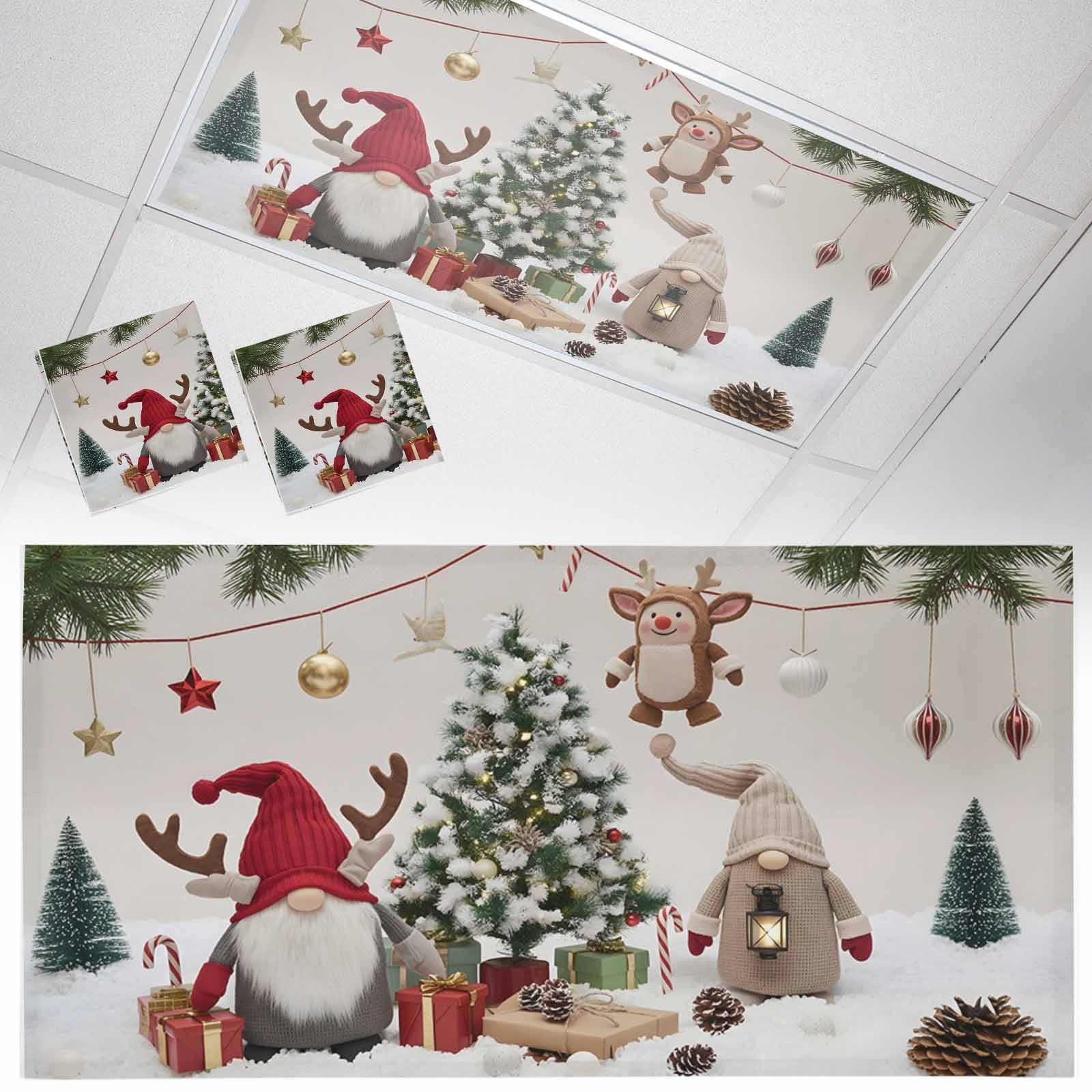 Christmas Fluorescent Light Covers for Ceiling Lights Gnome Deer Light ...