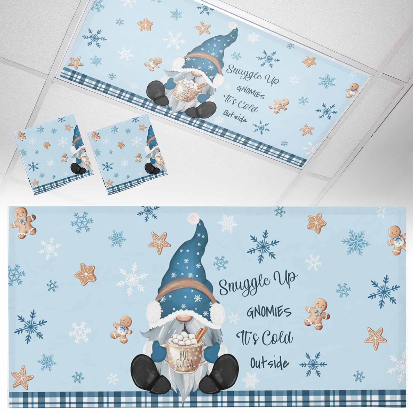 Christmas Fluorescent Light Covers for Ceiling Lights Gnome Hot Cocoa ...