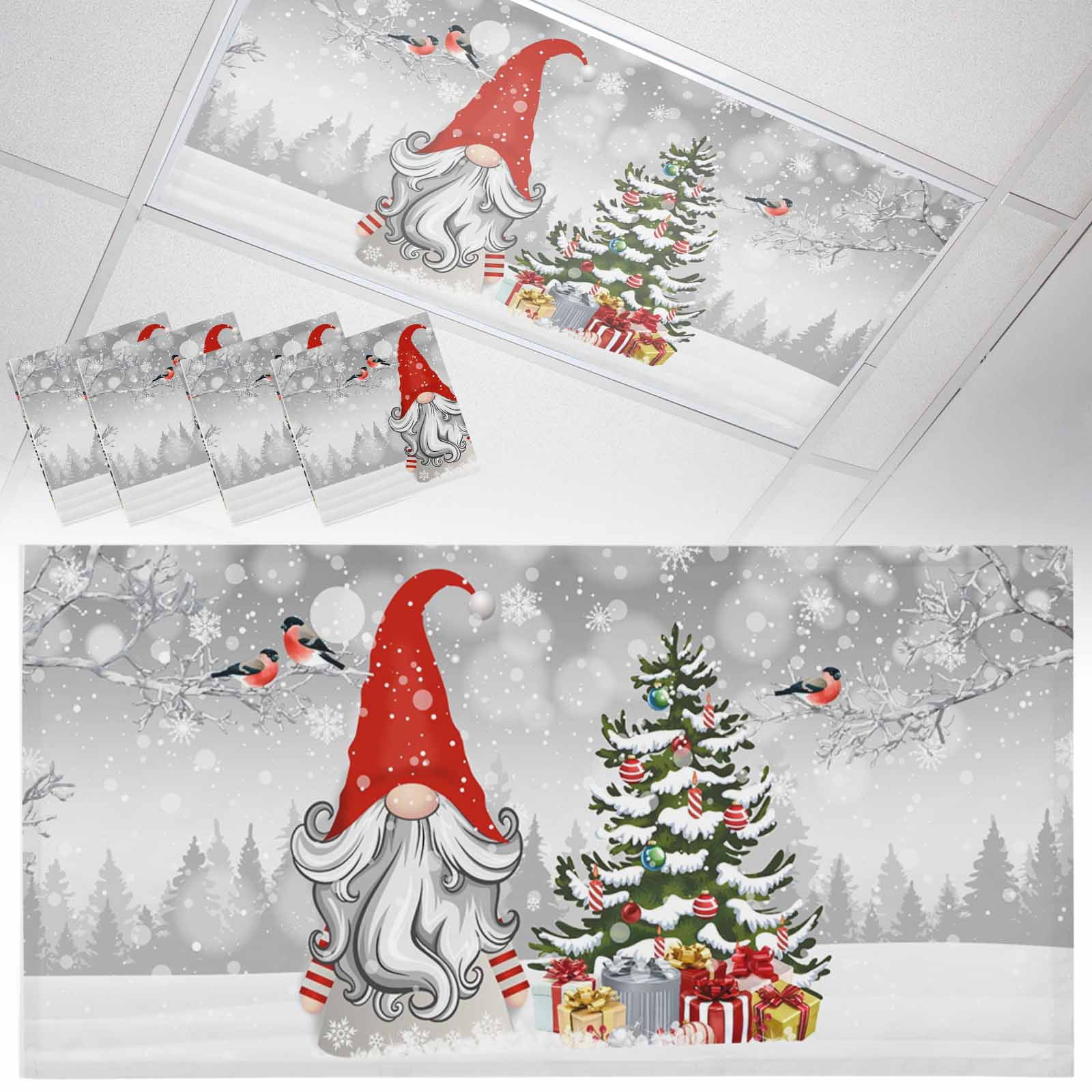 Christmas Fluorescent Light Covers for Ceiling Lights Gnome Pine Tree ...