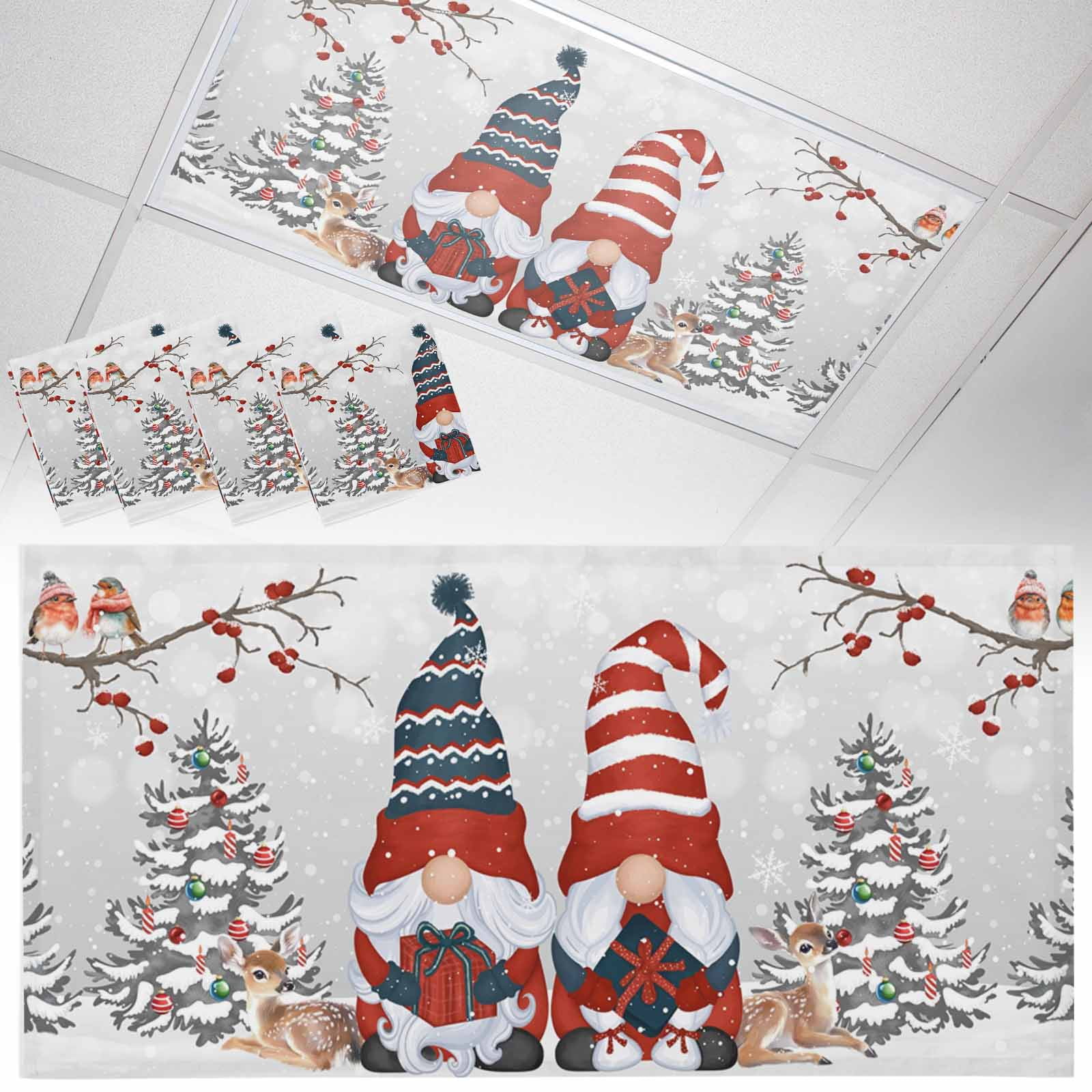 Christmas Fluorescent Light Covers for Ceiling Lights Gnome Reindeer ...