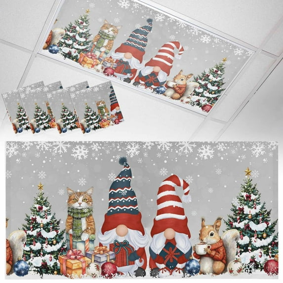 Christmas Fluorescent Light Covers for Ceiling Lights Gnome Xmas Tree ...