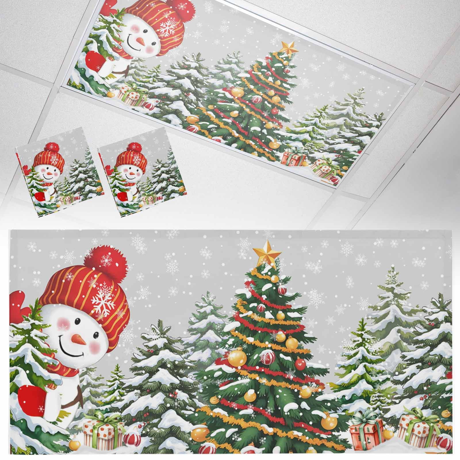 Christmas Fluorescent Light Covers for Ceiling Lights Grey Snowman ...