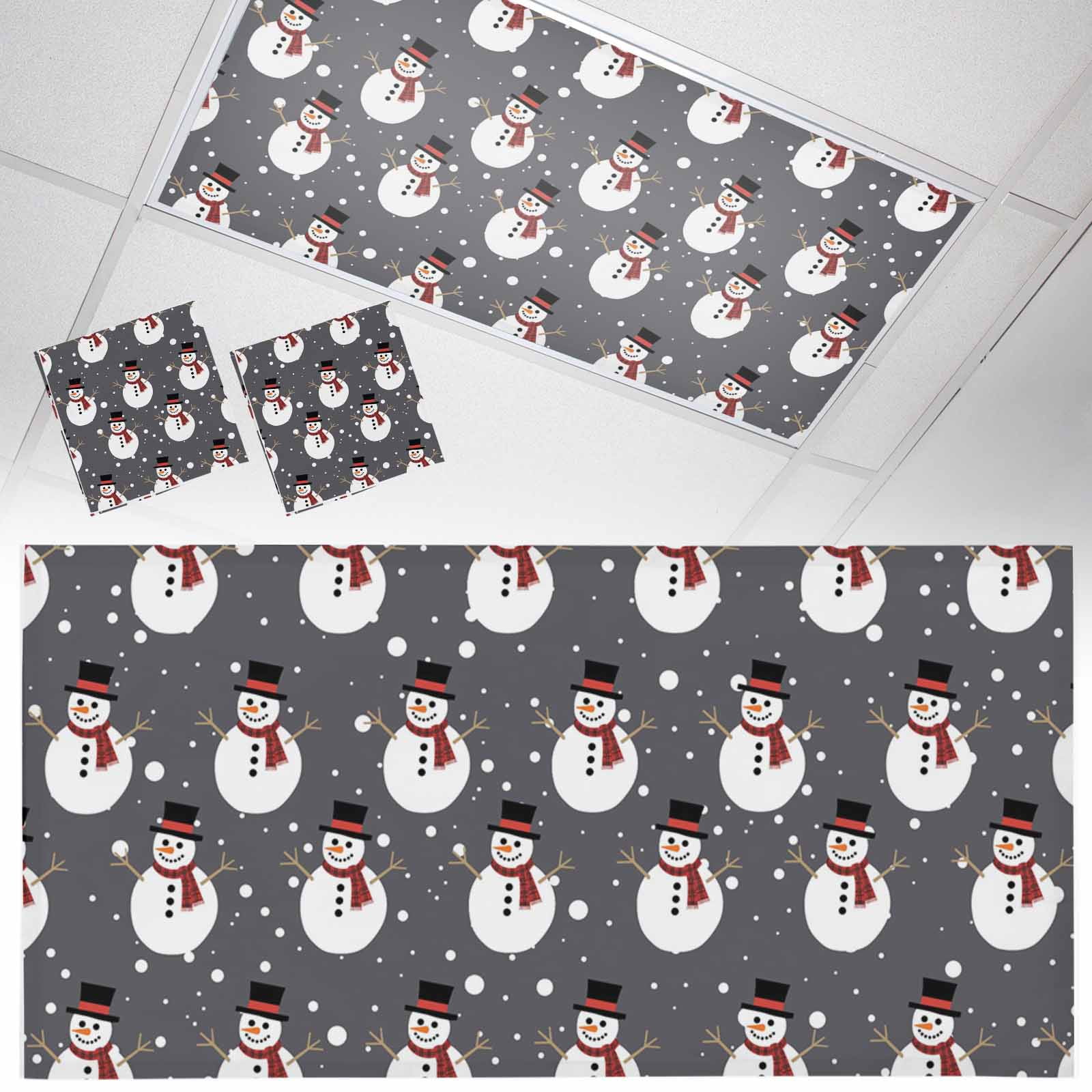 Christmas Fluorescent Light Covers for Ceiling Lights Grey Snowman ...