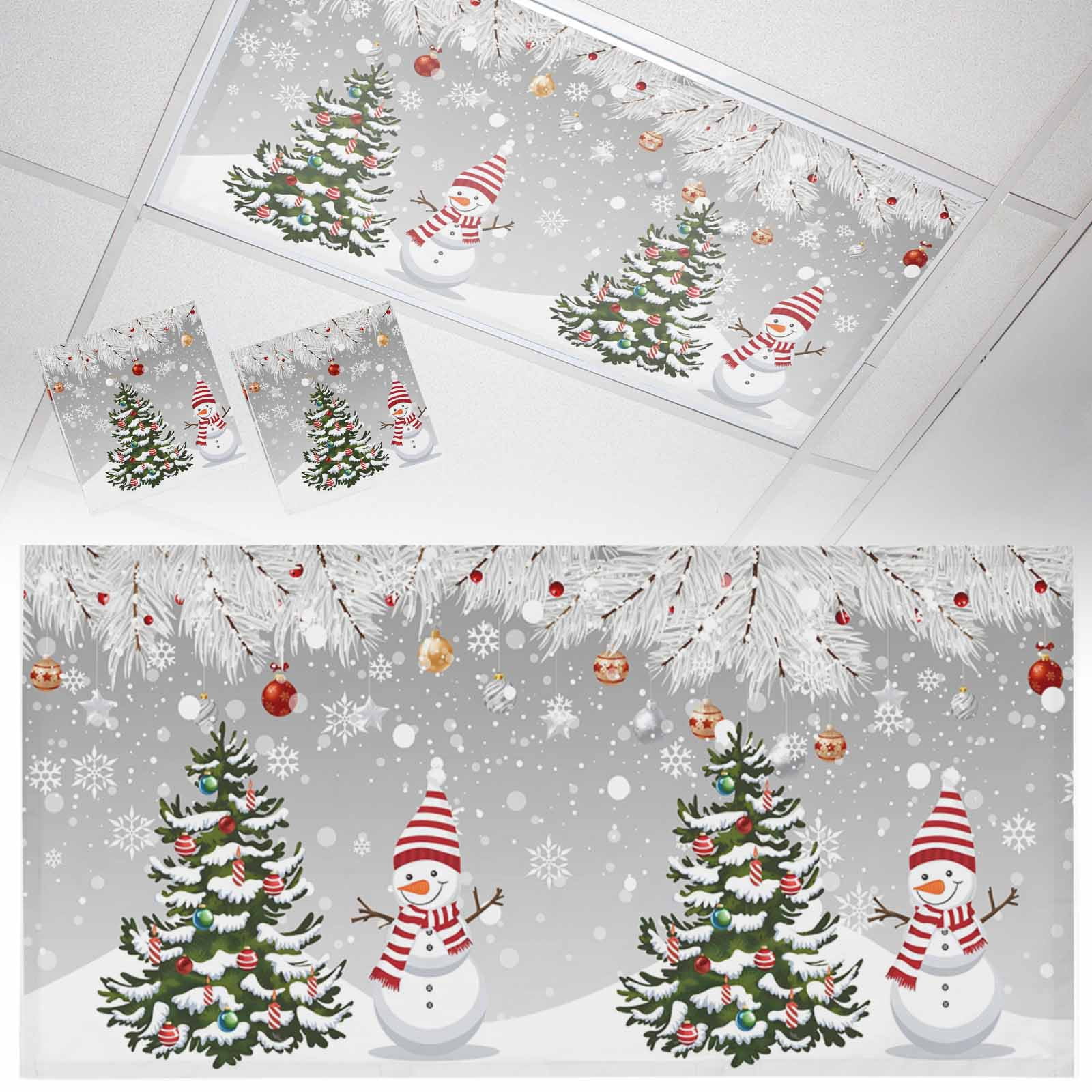 Christmas Fluorescent Light Covers for Ceiling Lights Grey Snowman ...