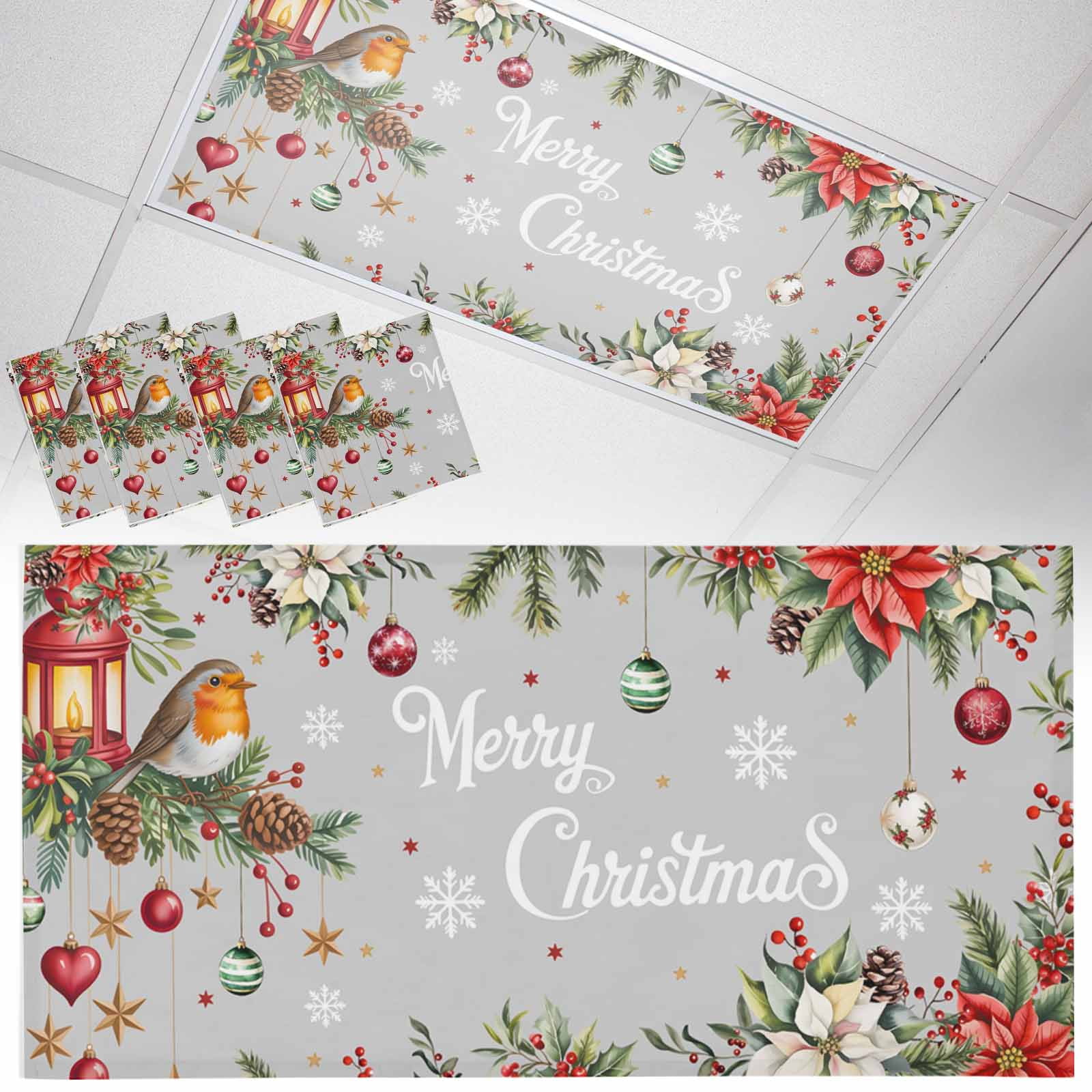 Christmas Fluorescent Light Covers for Ceiling Lights Merry Christmas ...