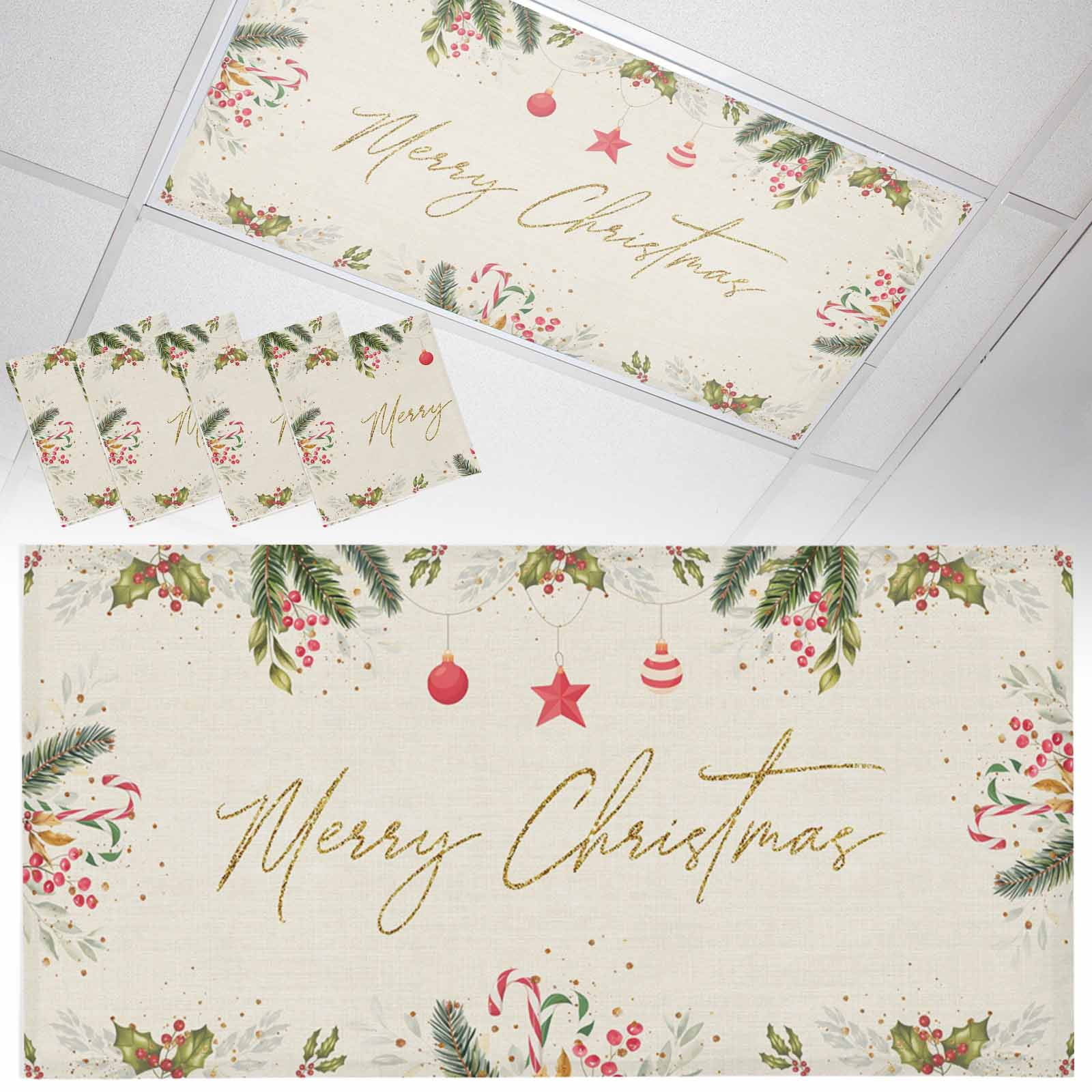 Christmas Fluorescent Light Covers for Ceiling Lights Merry Christmas ...