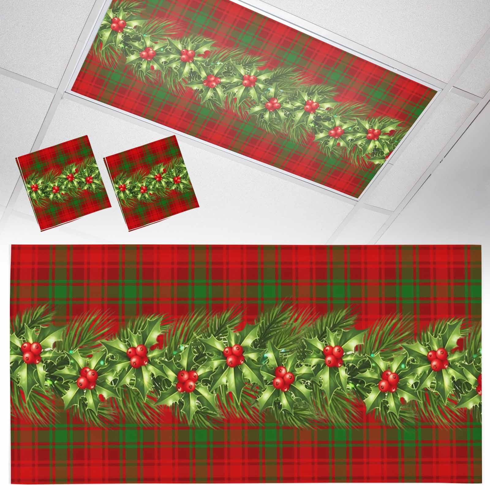 Christmas Fluorescent Light Covers for Ceiling Lights Pine Needles ...