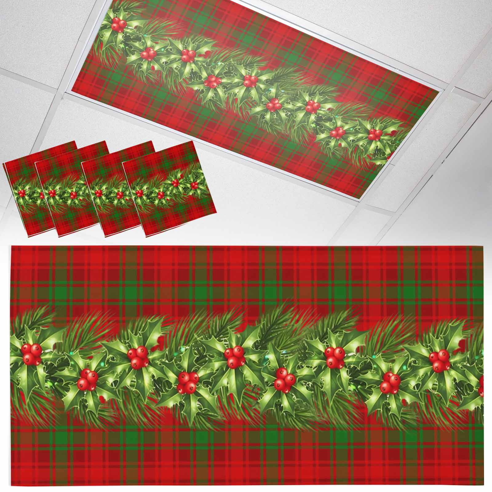 Christmas Fluorescent Light Covers for Ceiling Lights Pine Needles ...