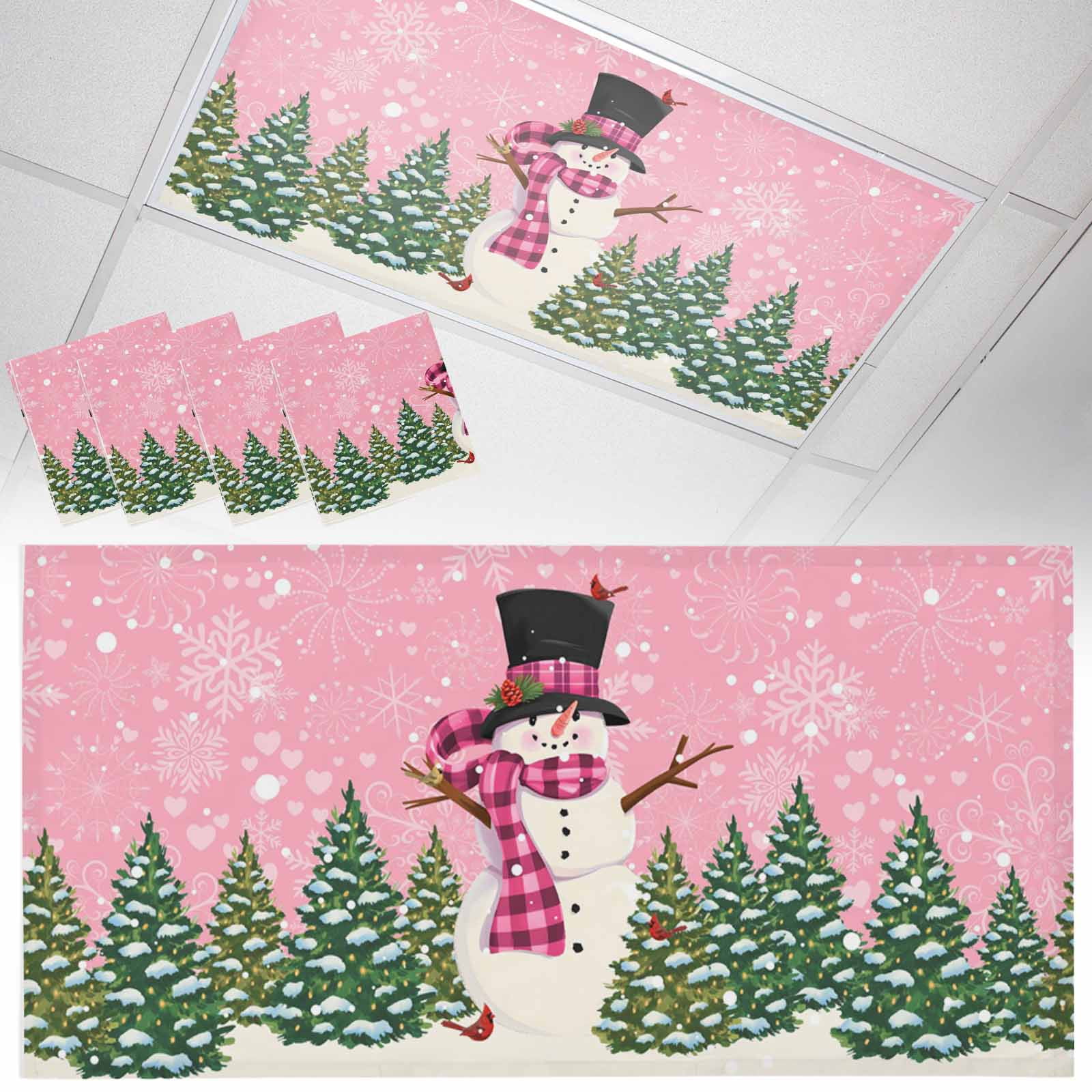 Christmas Fluorescent Light Covers for Ceiling Lights Pink Scarf ...
