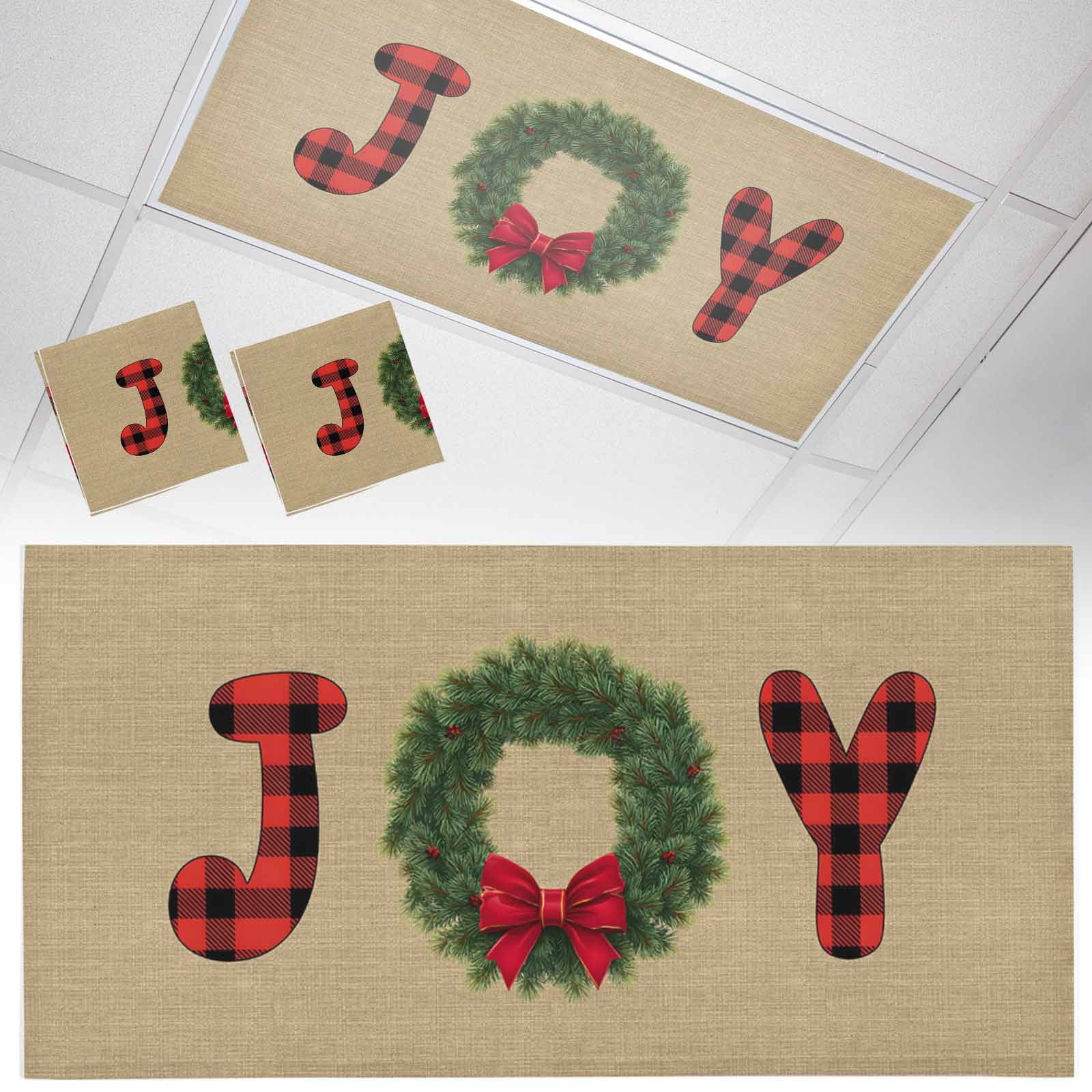 Christmas Fluorescent Light Covers for Ceiling Lights Red Buffalo Plaid ...