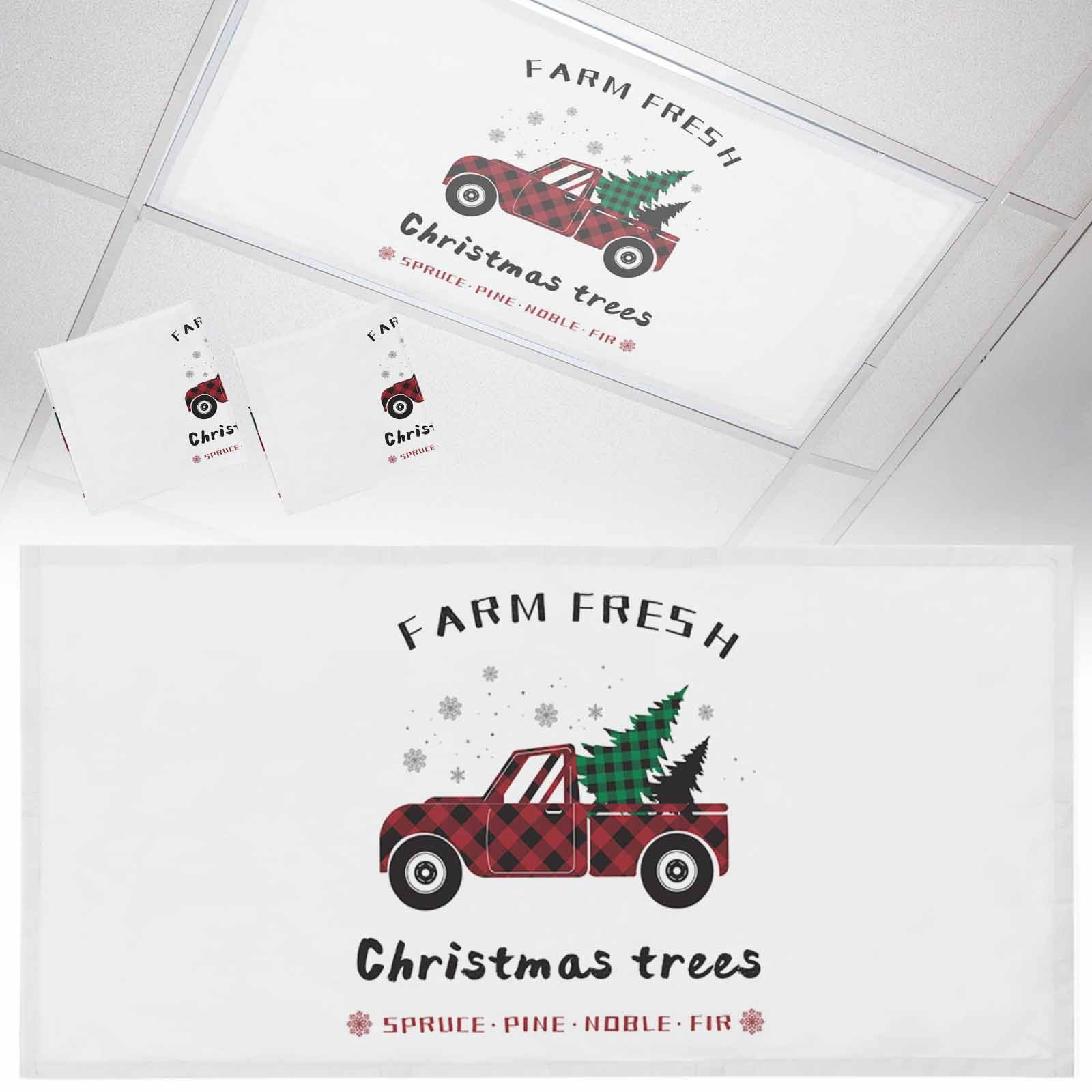 Christmas Fluorescent Light Covers for Ceiling Lights Red Truck With ...