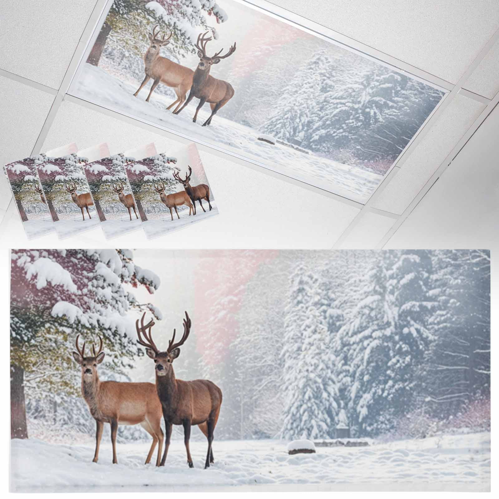 Christmas Fluorescent Light Covers for Ceiling Lights Reindeer Xmas ...