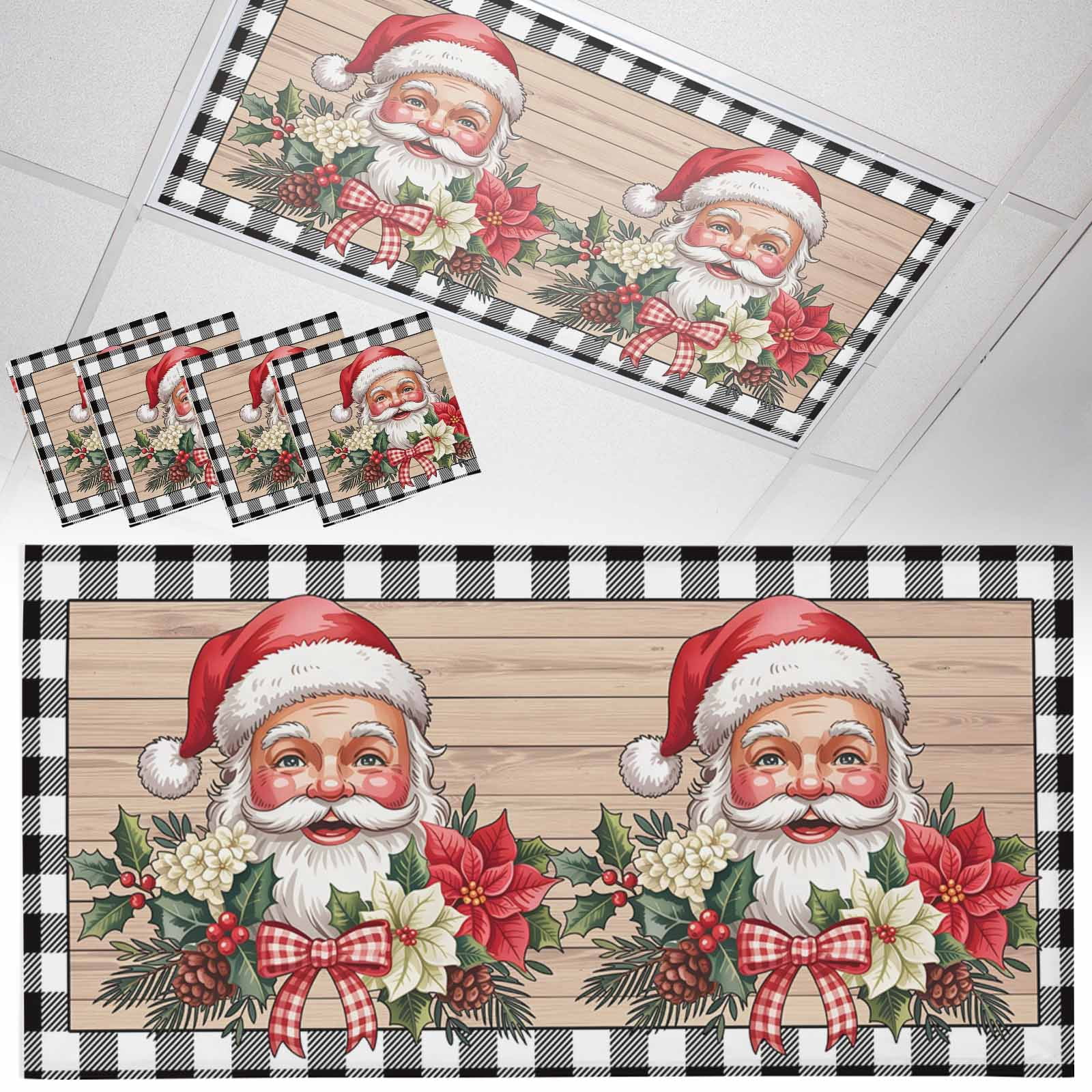 Christmas Fluorescent Light Covers for Ceiling Lights Santa Claus Light ...