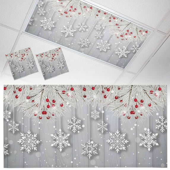 Christmas Fluorescent Light Covers for Ceiling Lights Snowflake Pine ...