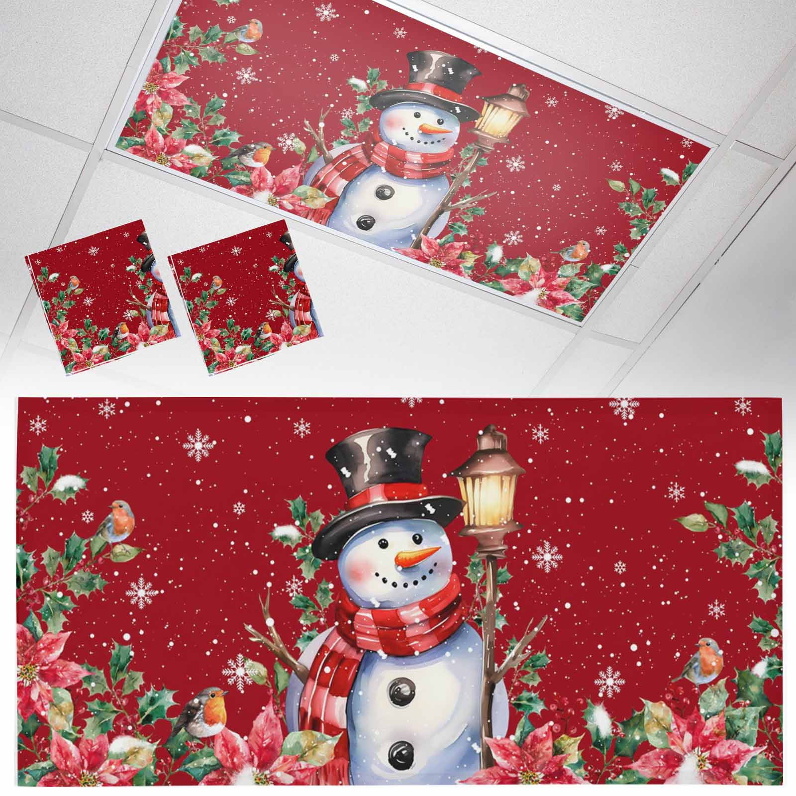 Christmas Fluorescent Light Covers for Ceiling Lights Snowman Cardinal ...