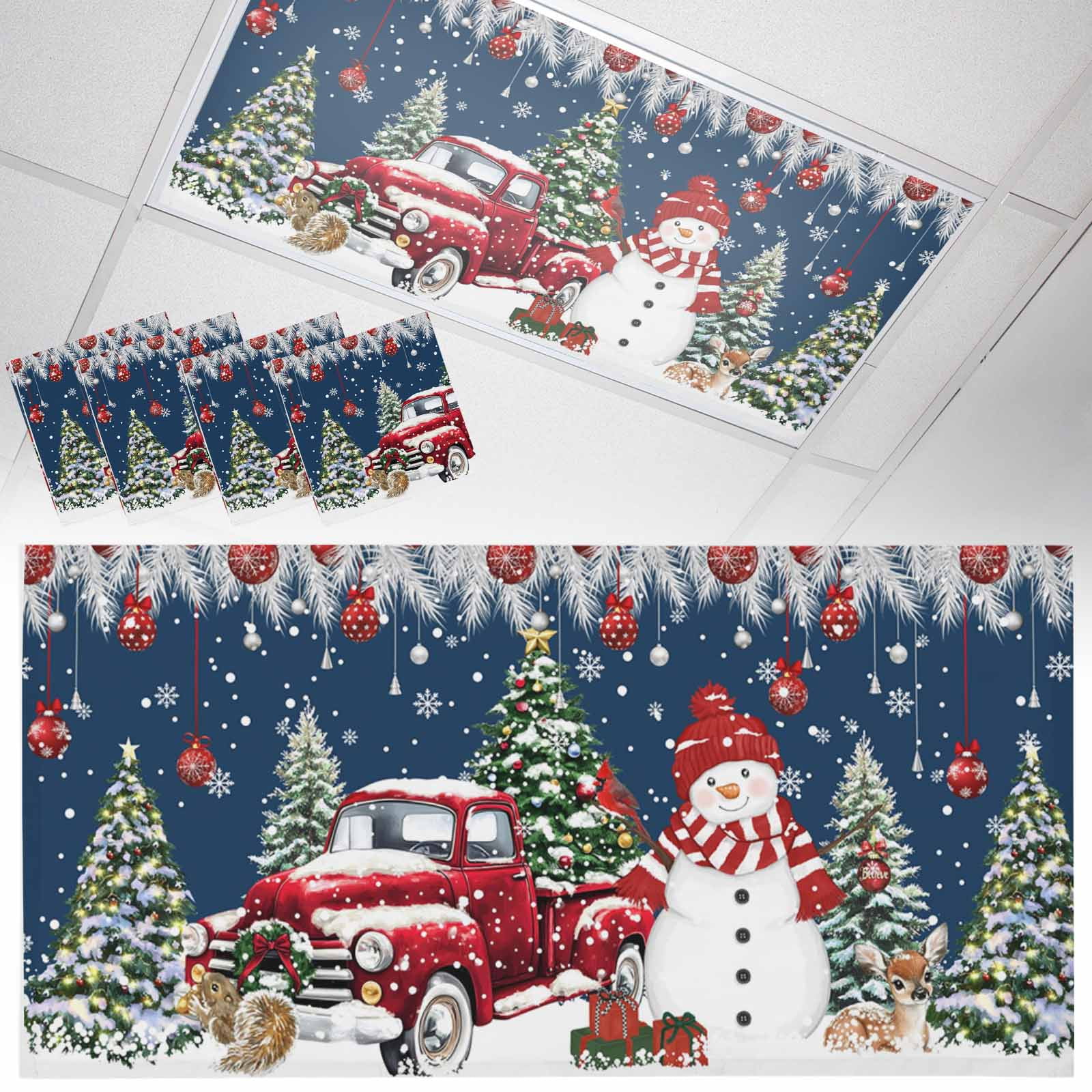 Christmas Fluorescent Light Covers for Ceiling Lights Snowman Christmas ...