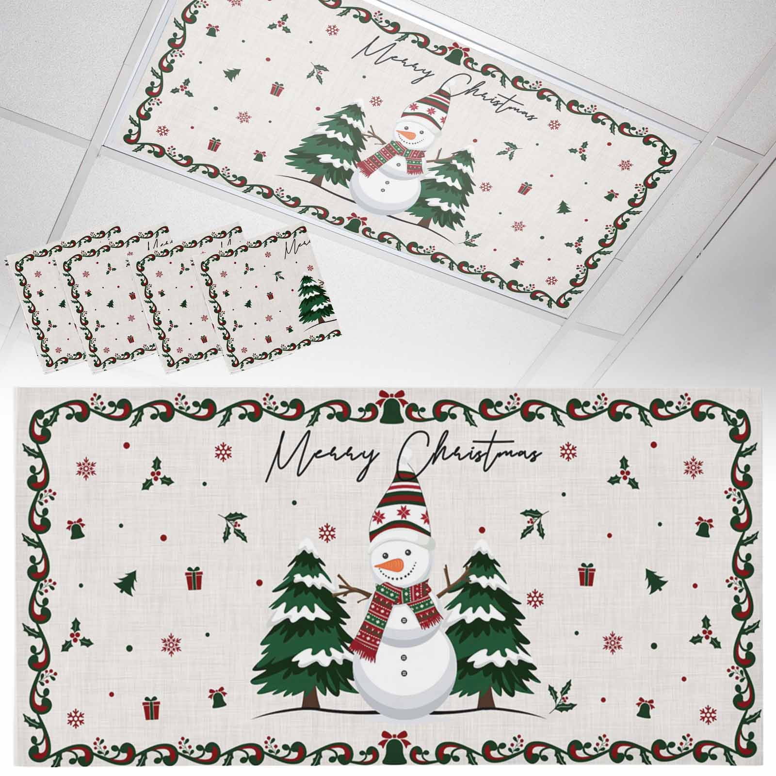 Christmas Fluorescent Light Covers for Ceiling Lights Snowman Christmas ...