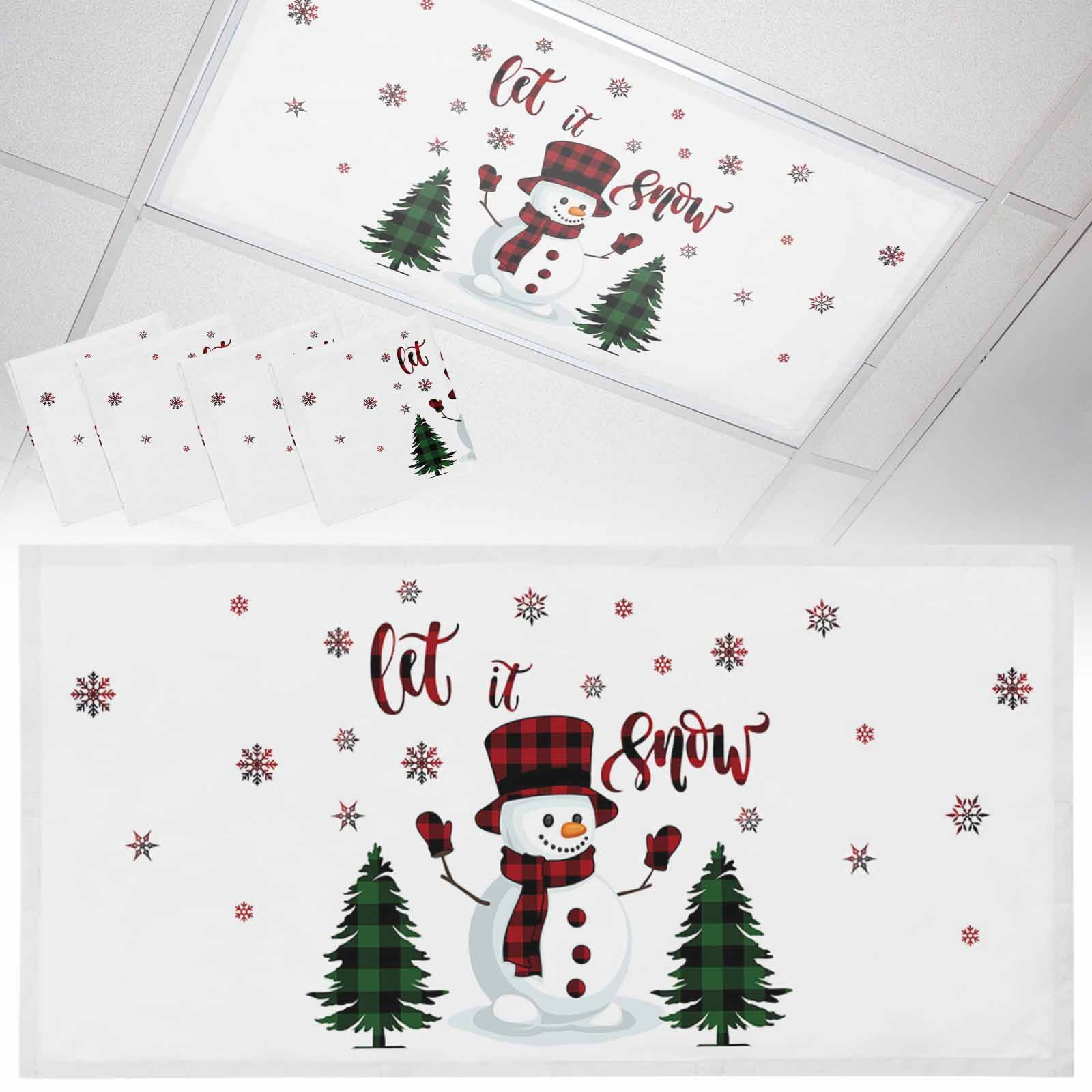 Christmas Fluorescent Light Covers for Ceiling Lights Snowman Holly ...
