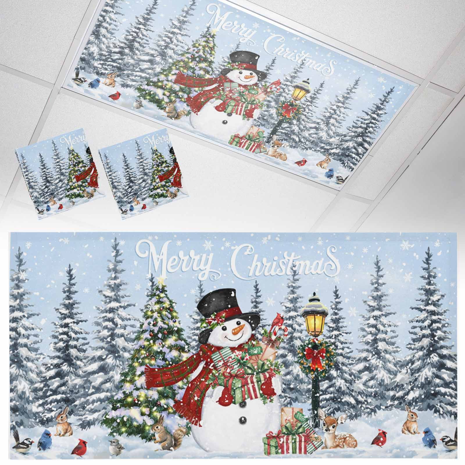 Christmas Fluorescent Light Covers for Ceiling Lights Snowman Light ...