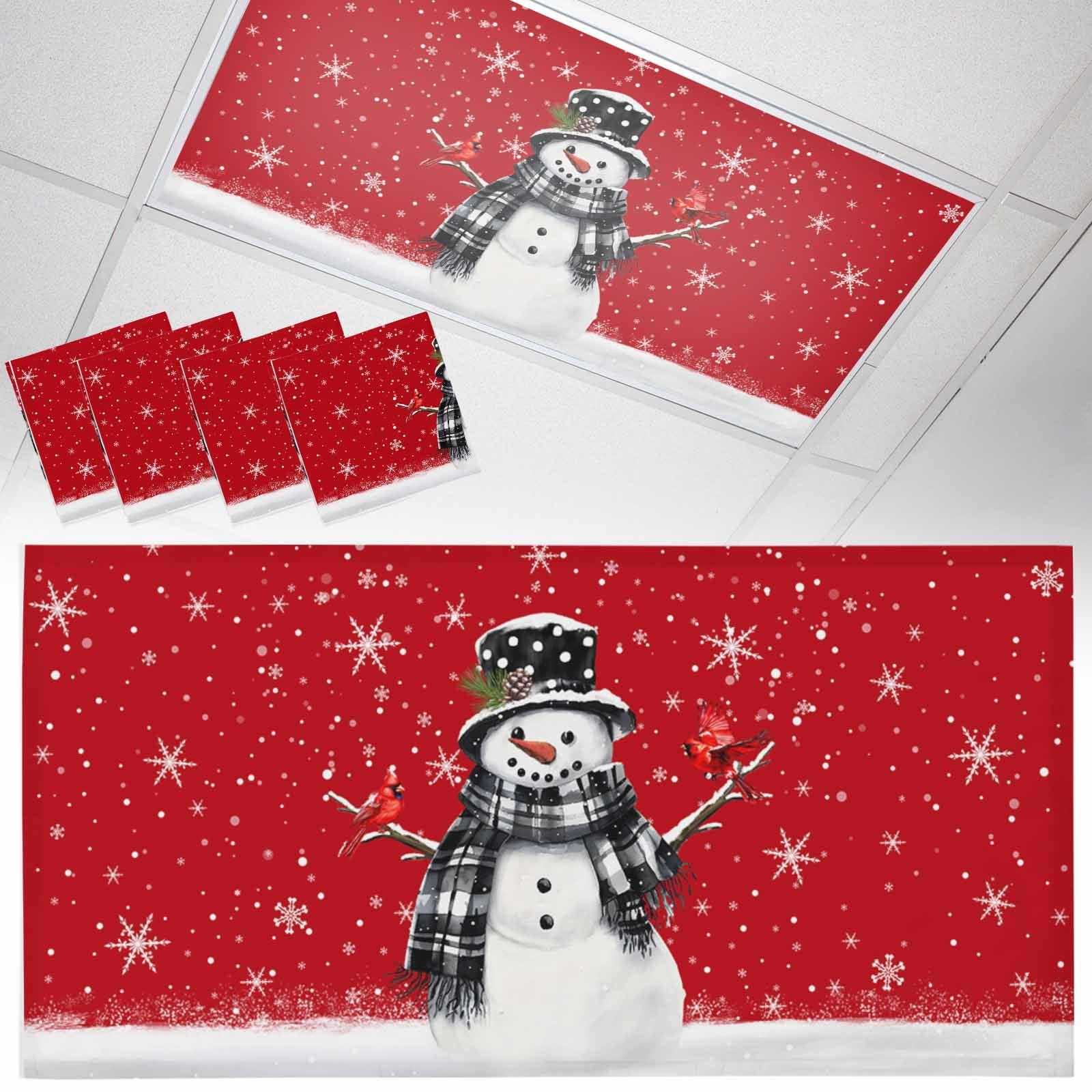 Christmas Fluorescent Light Covers for Ceiling Lights Snowman Light ...