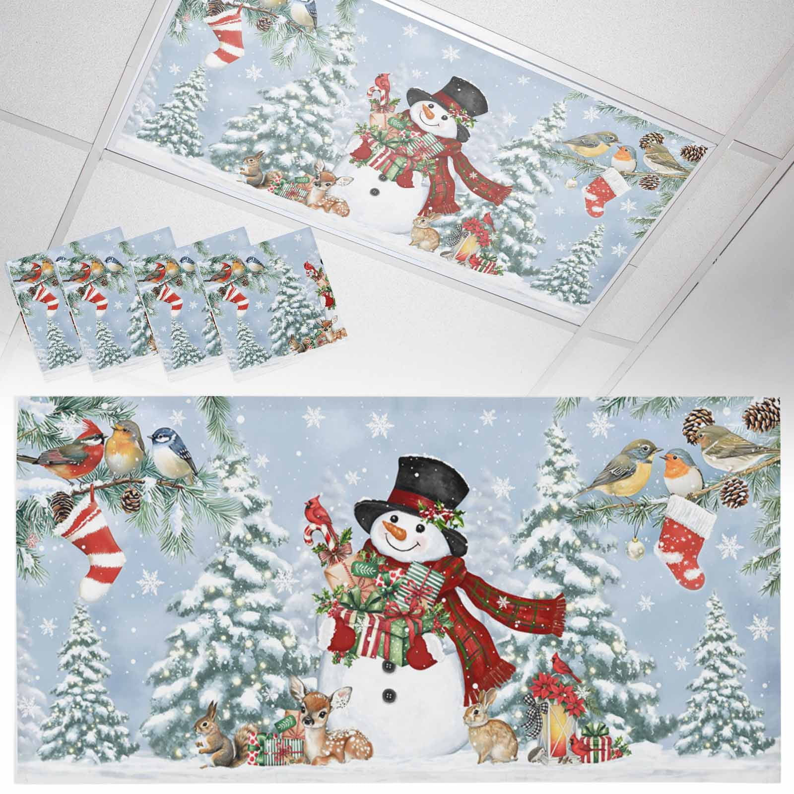 Christmas Fluorescent Light Covers for Ceiling Lights Snowman Light ...