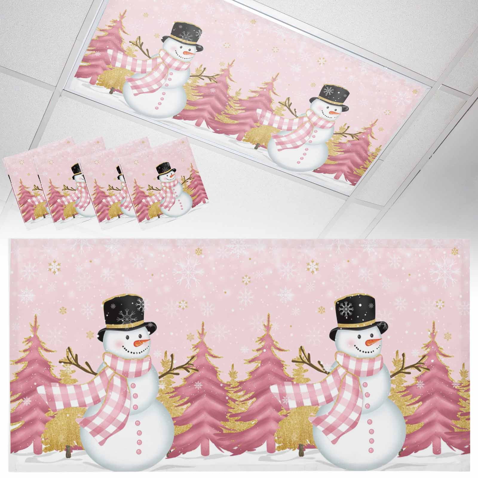 Christmas Fluorescent Light Covers for Ceiling Lights Snowman Pink Xmas ...