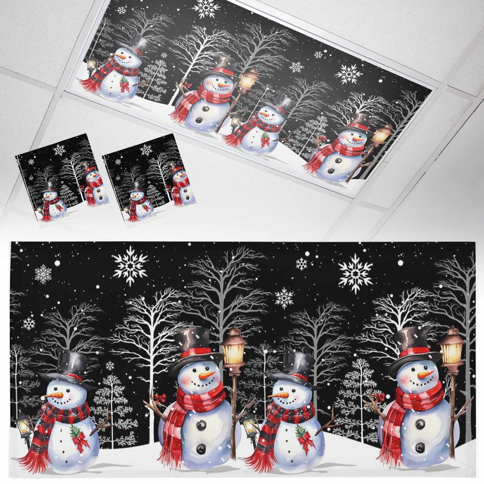 Christmas Fluorescent Light Covers for Ceiling Lights Snowman Snowflake ...