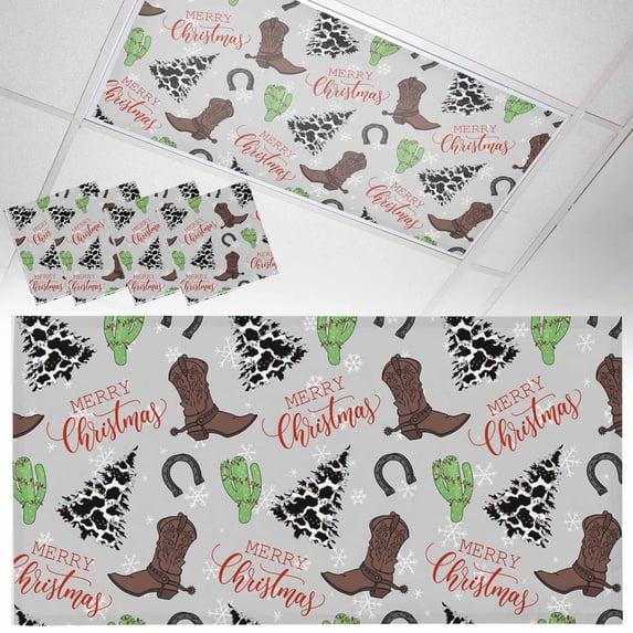 Christmas Fluorescent Light Covers for Ceiling Lights Western Cowboy ...