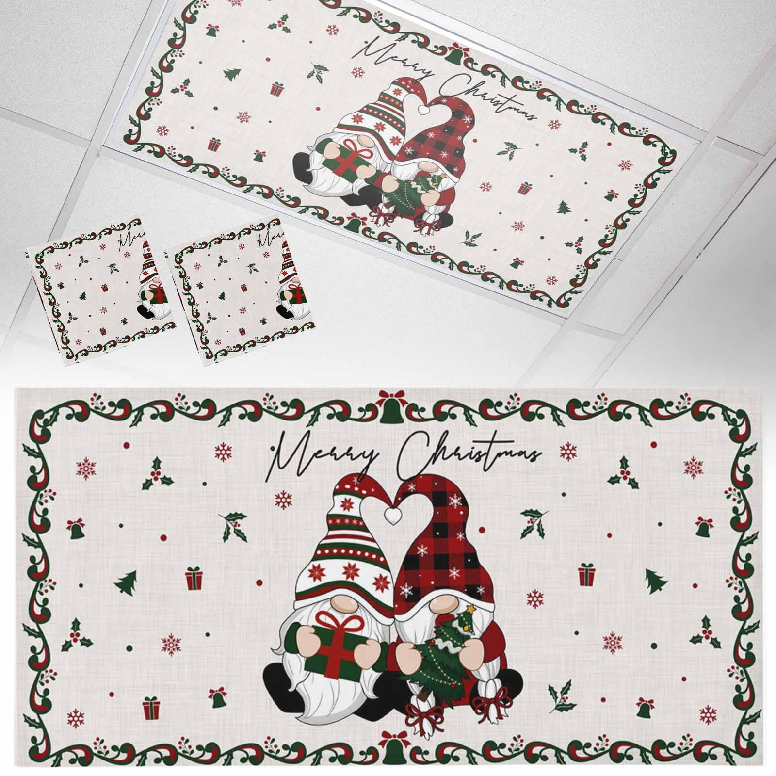 Christmas Fluorescent Light Covers for Ceiling Lights Xmas Tree Gnome ...