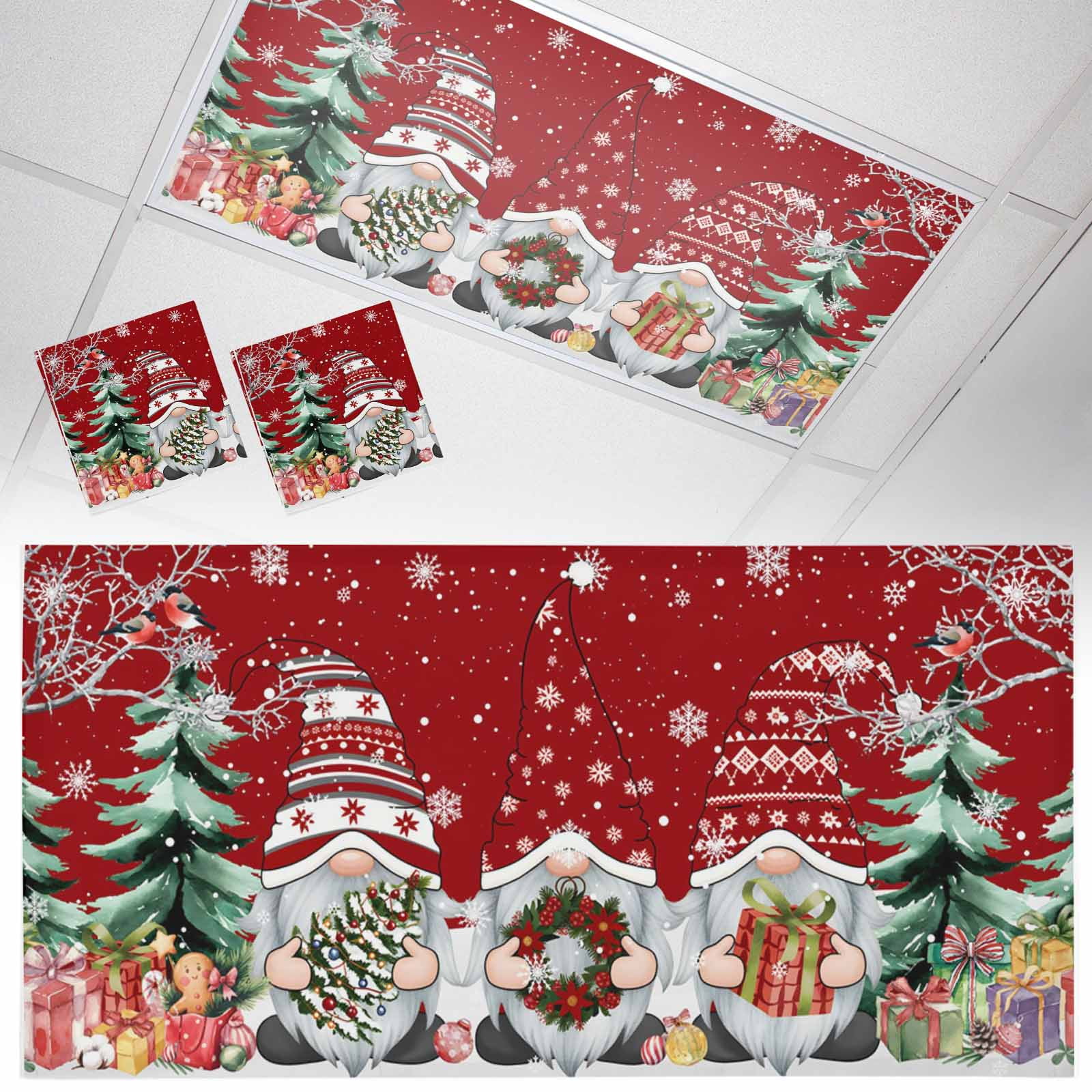 Christmas Fluorescent Light Covers for Ceiling Lights Xmas Tree Gnomes ...