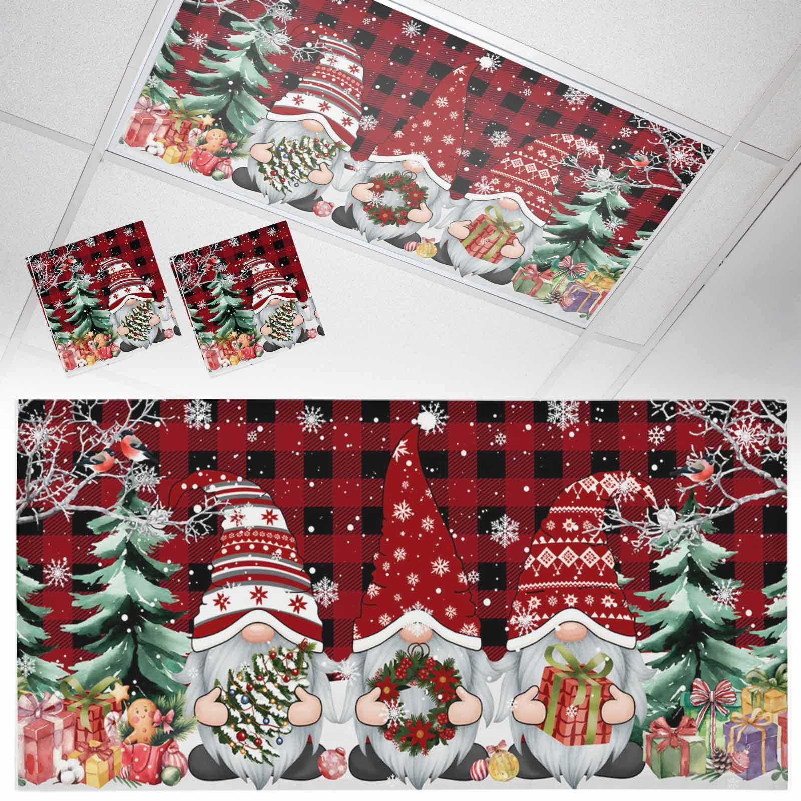 Christmas Fluorescent Light Covers for Ceiling Lights Xmas Tree Gnomes ...