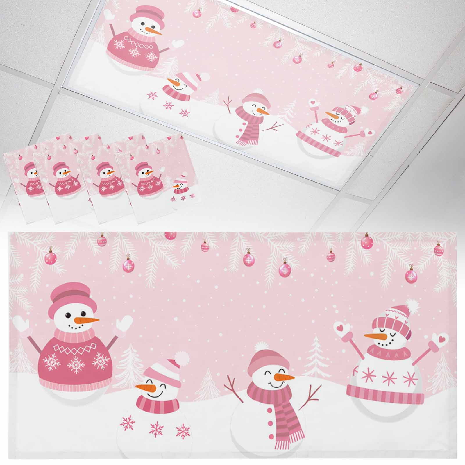 Christmas Fluorescent Light Covers for Ceiling Lights Xmas Tree Snowman ...