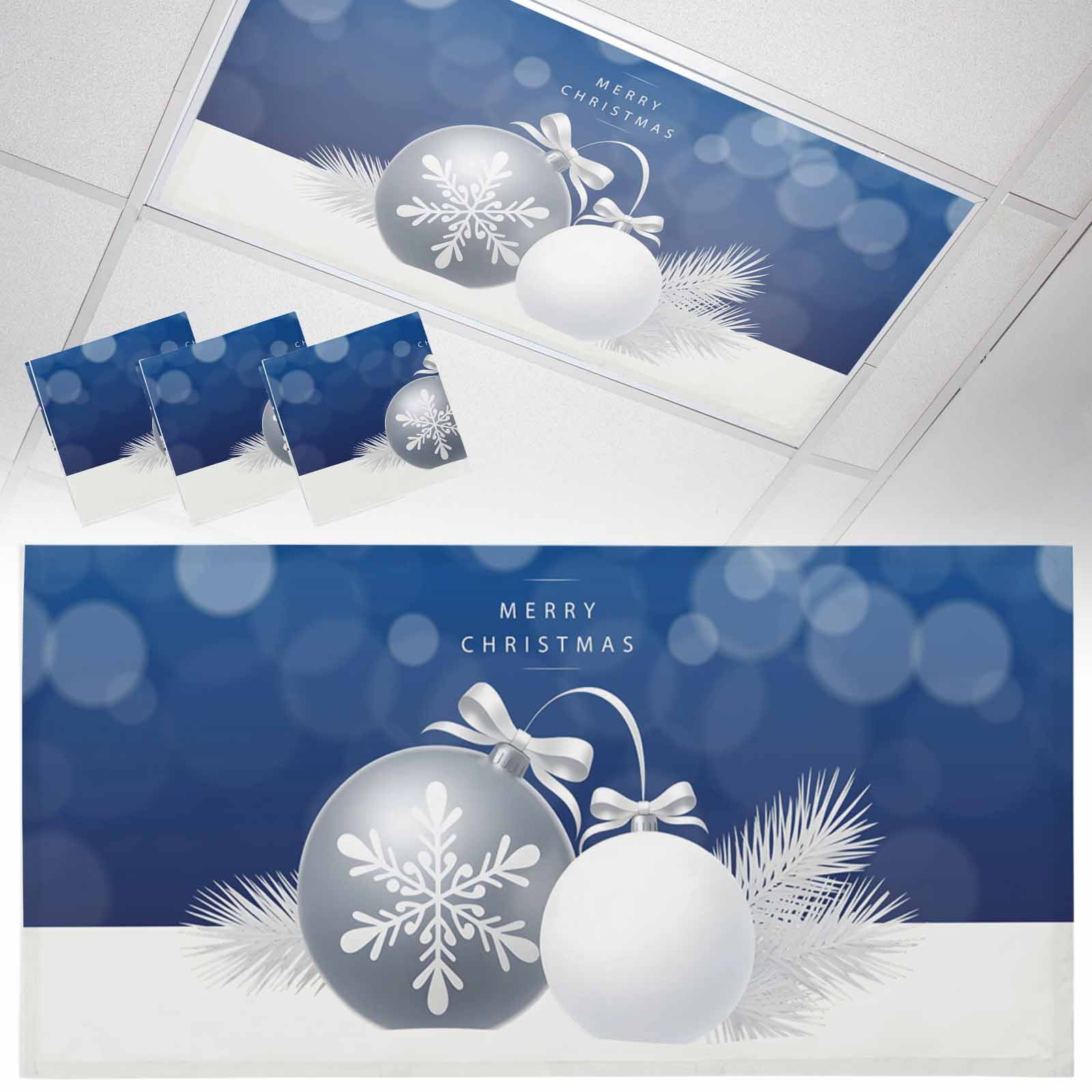 Christmas Fluorescent Light Covers Grey Xmas Ball Snowflake Pine Leaf ...