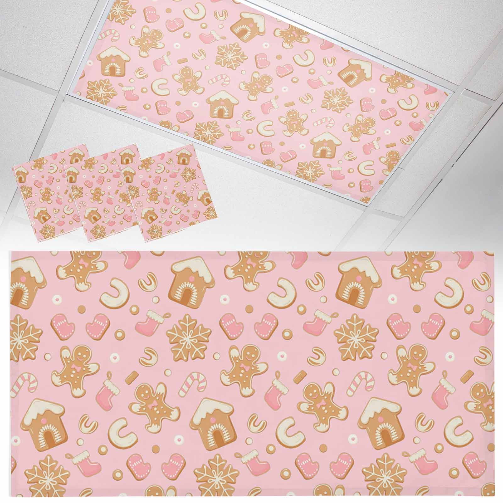 Christmas Fluorescent Light Covers Pink Gingerbread Man Cookie House ...