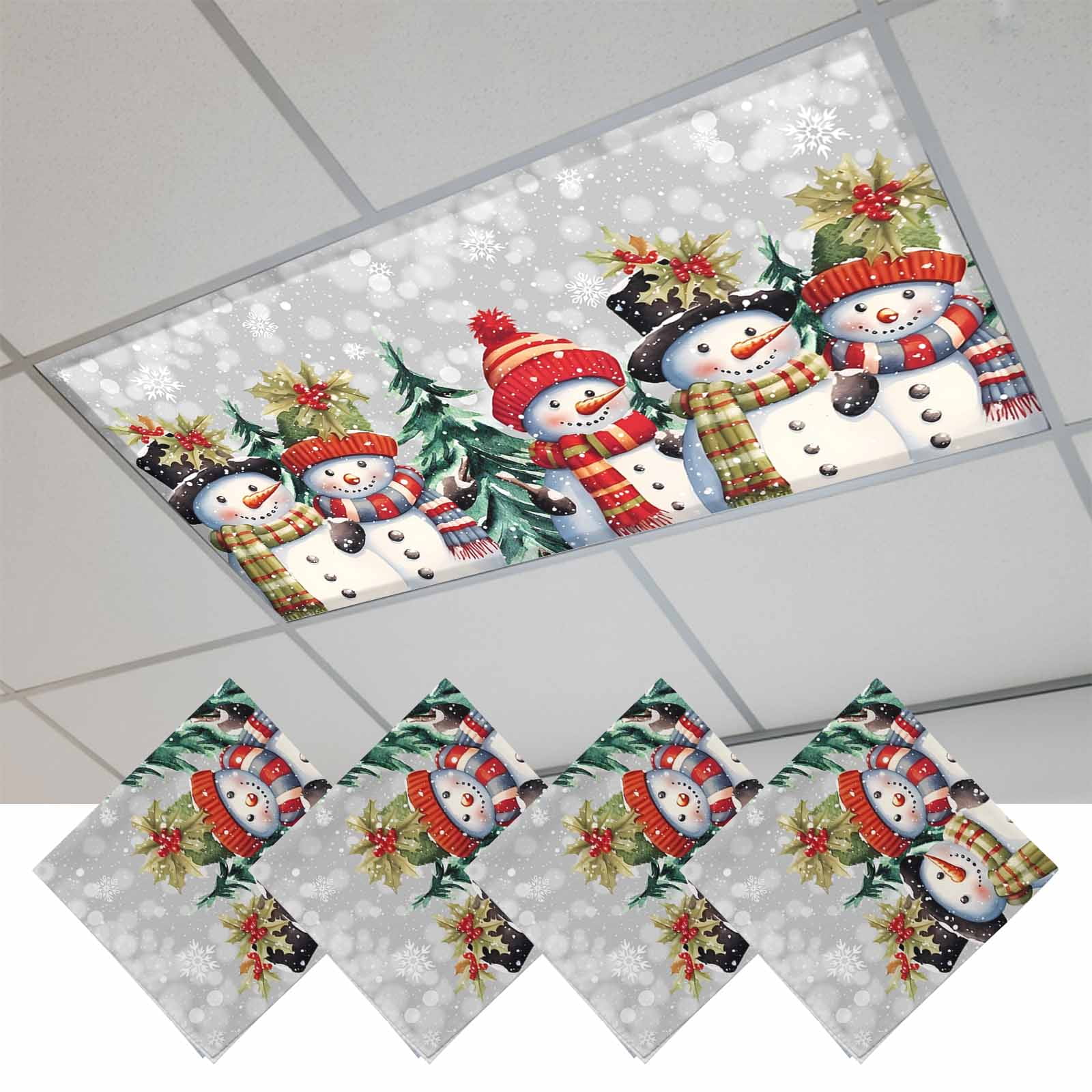 Christmas Fluorescent Light Covers, Xmas Berry Winer Snowflake Snowman ...