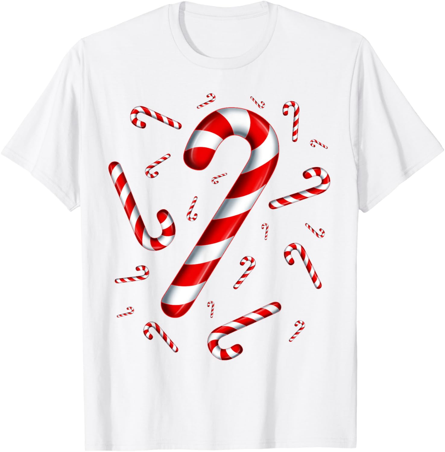 Christmas Flying Candy Cane Lover Taster Red and White Woman T-Shirt ...