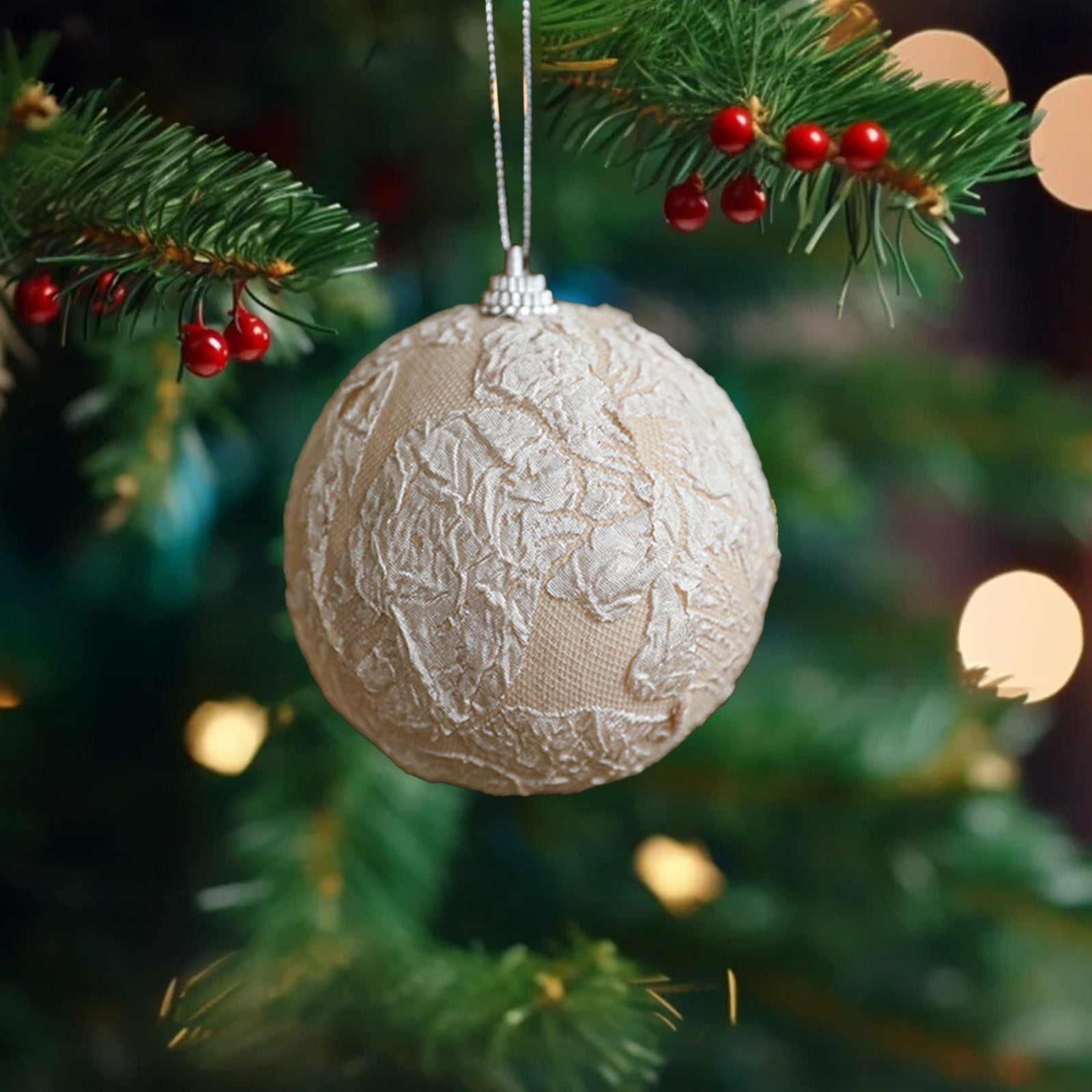 Christmas Foam Ball Ornament 8CM | Mesh Pattern Beige Red White Gray ...