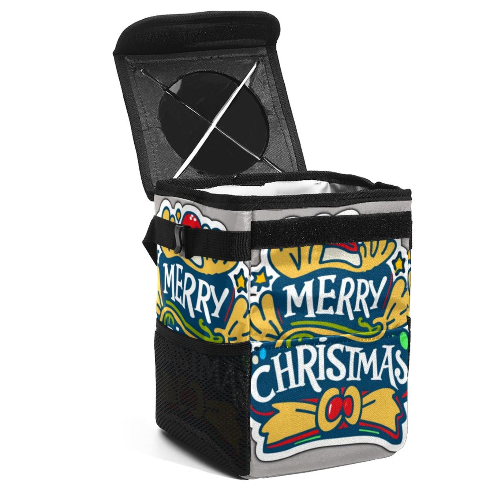 Christmas Foldable Car Garbage Can with Lid, Leak-proof Mini Trash Can ...