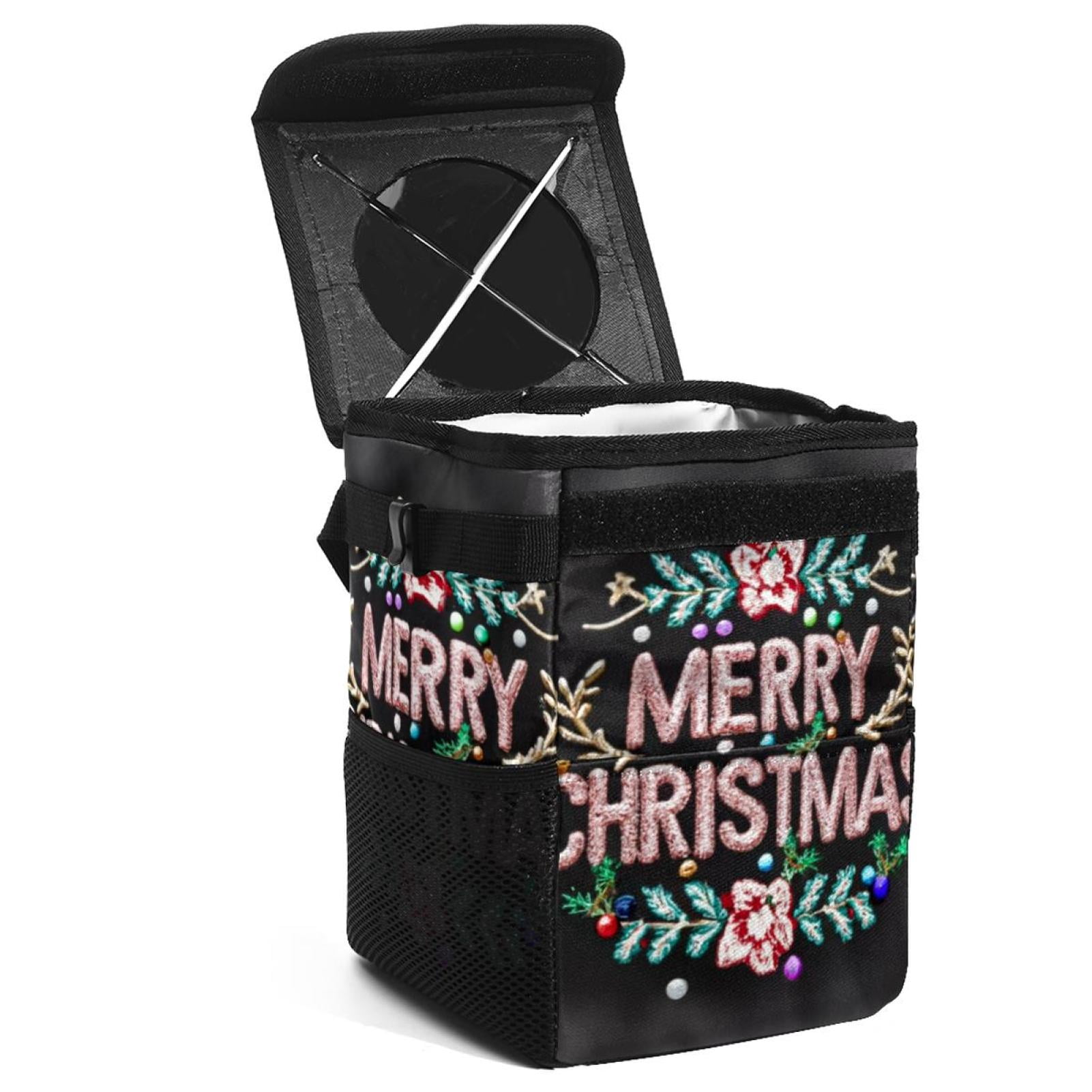 Christmas Foldable Car Trash Can with Lid, Leak-proof Mini Garbage Bin ...
