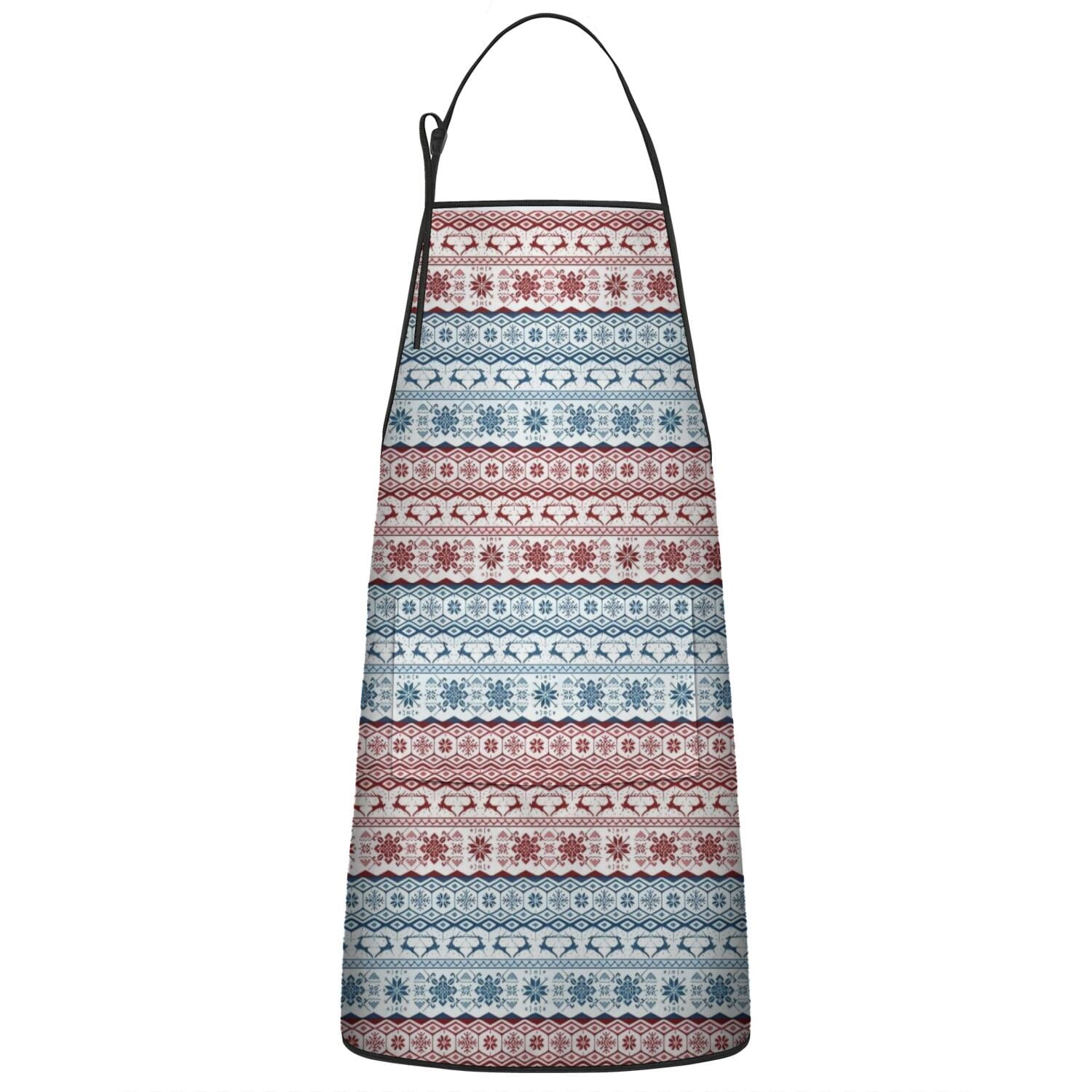 Christmas Folk Pattern Apron-Garden Aprons for Women with Pockets ...