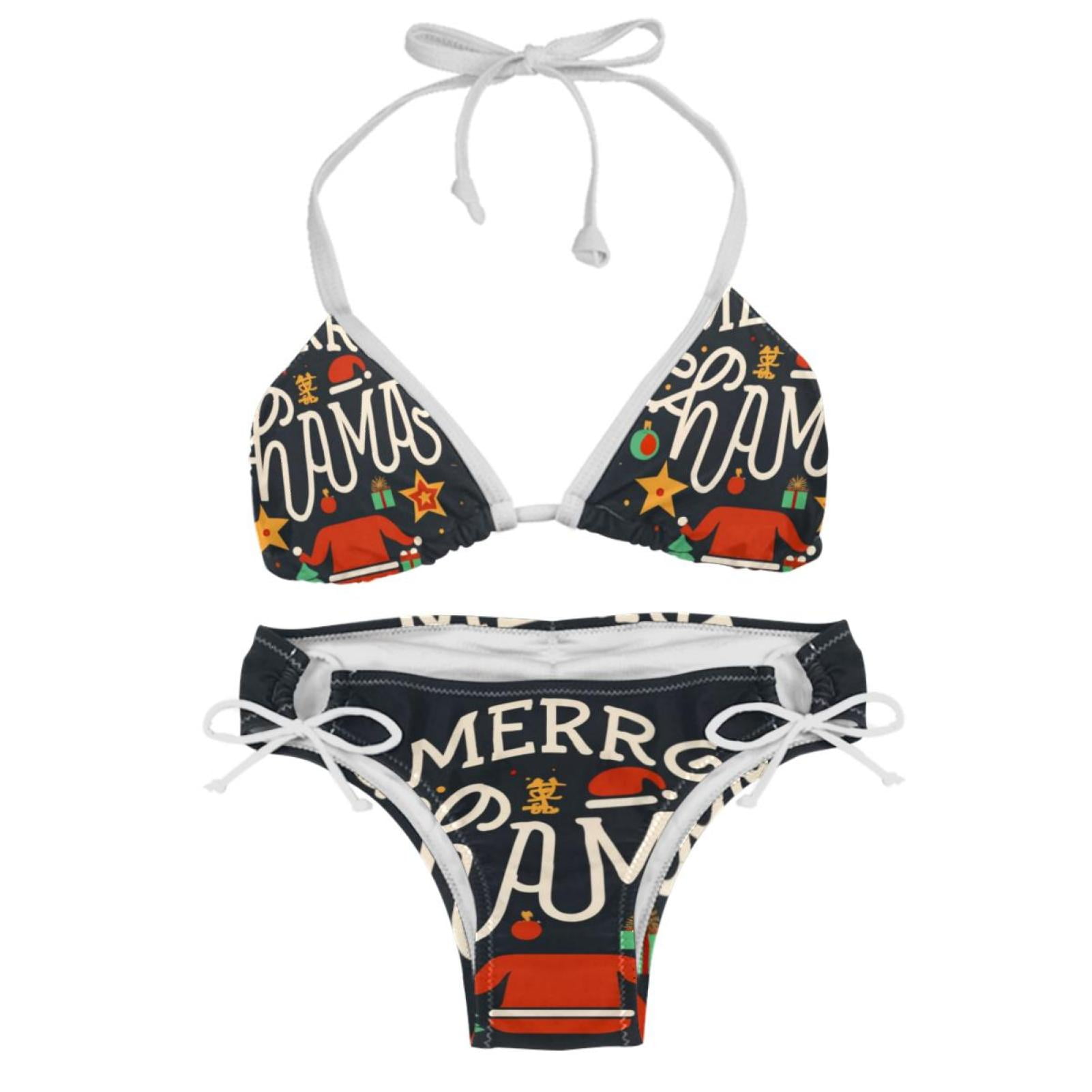 Christmas Font Detachable Sponge Adjustable Strap Bikini Set Two-Pack ...