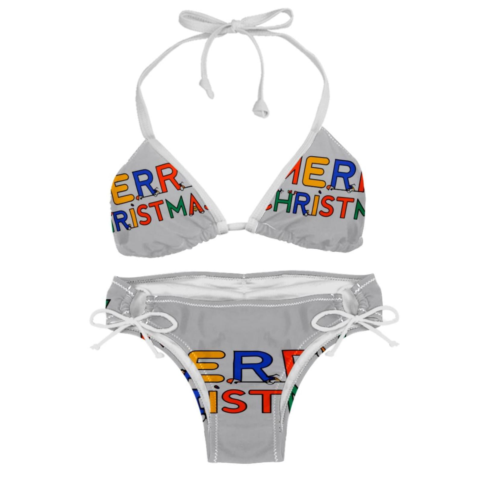 Christmas Font Detachable Sponge Adjustable Strap Bikini Set - Two-Pack ...