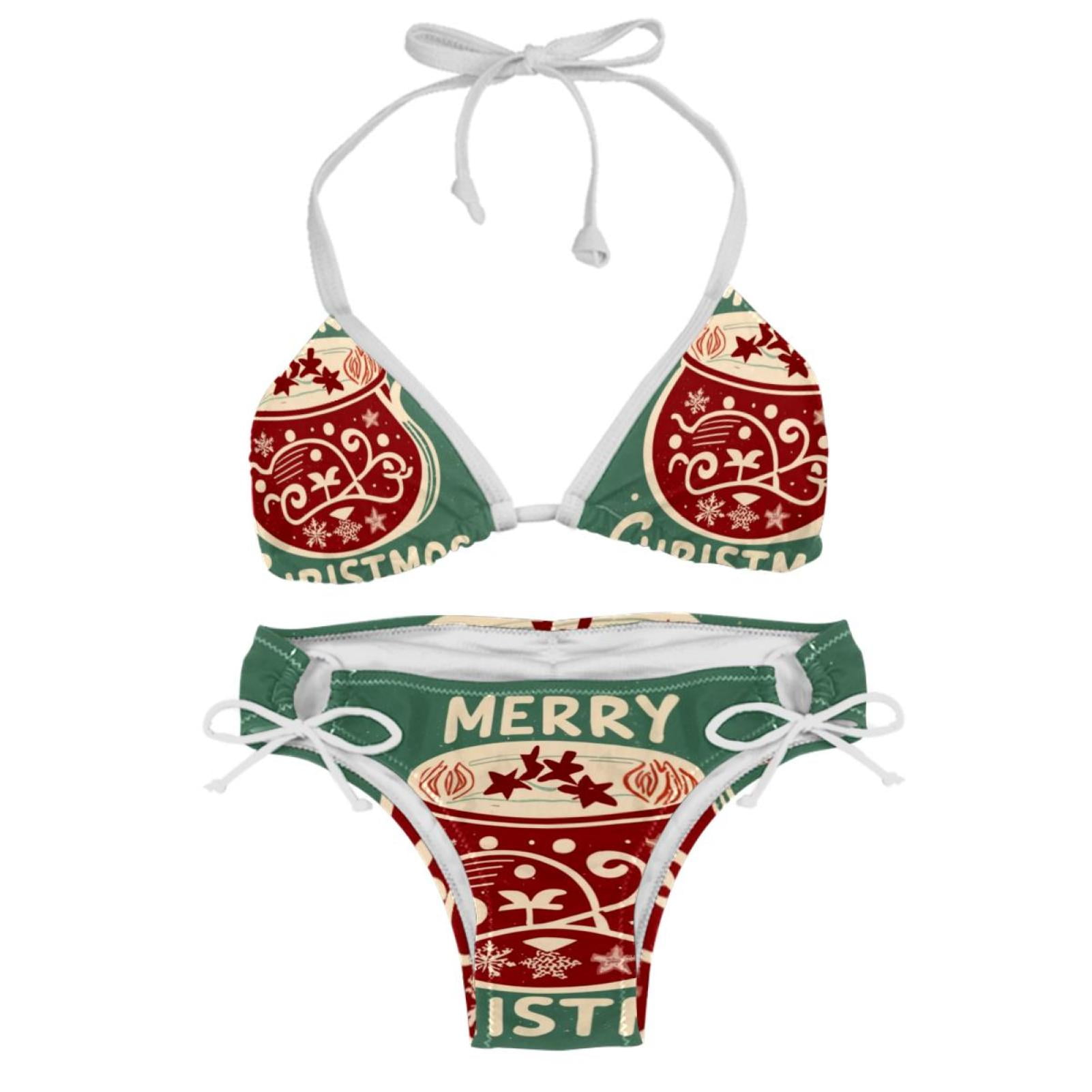 Christmas Font Swimsuit Bikini Set with Detachable Sponge and ...